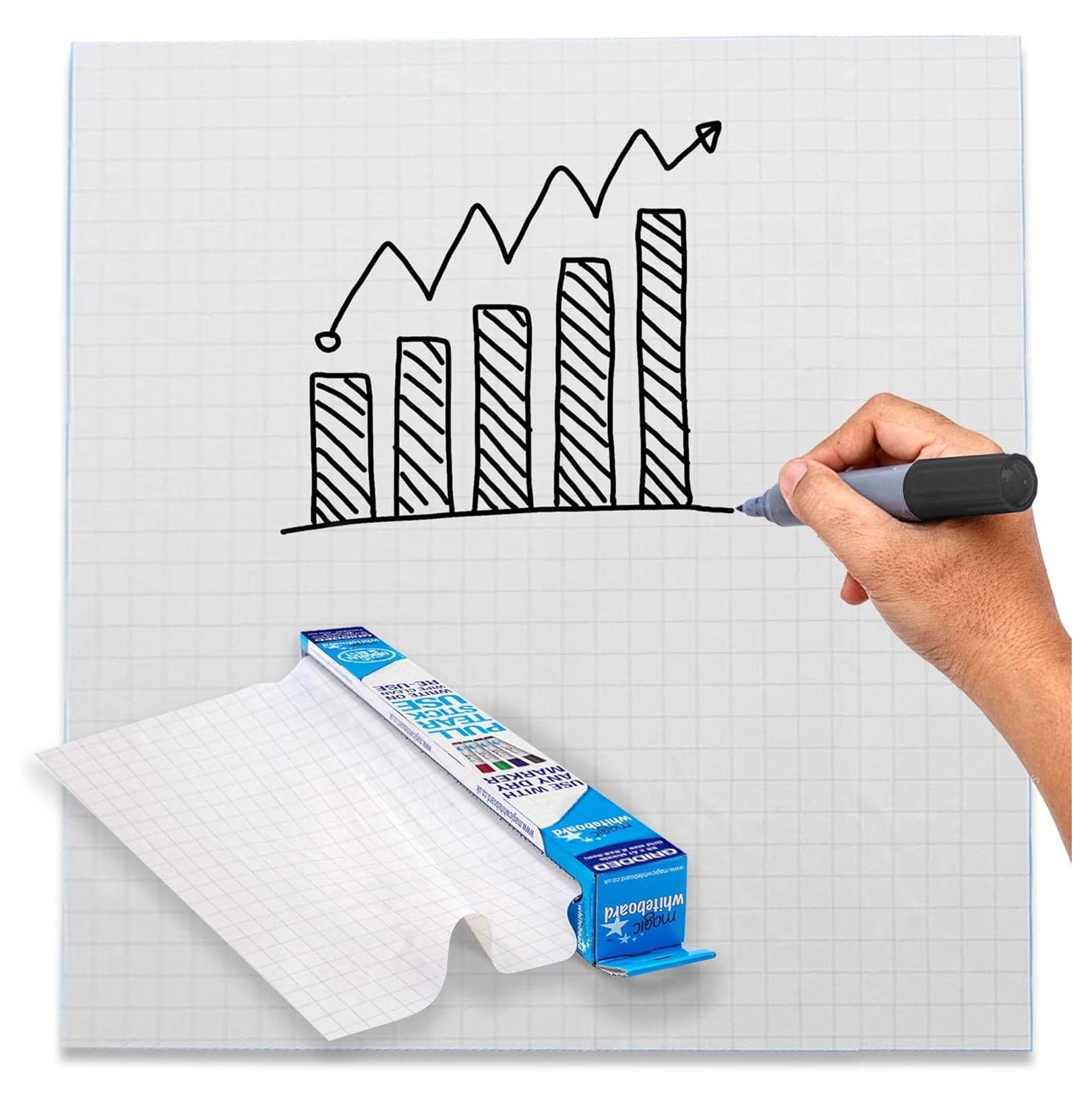 Magic Whiteboards Gridded Magic Whiteboard Sheets, 31 1/2-inch W x 23 1 ...