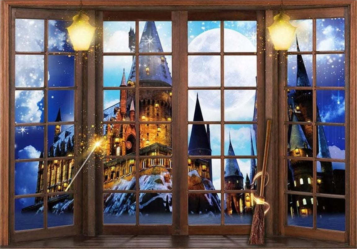 Magic Witch Wizard Backdrop Common Rest Room Fireplace Sofa Mural ...