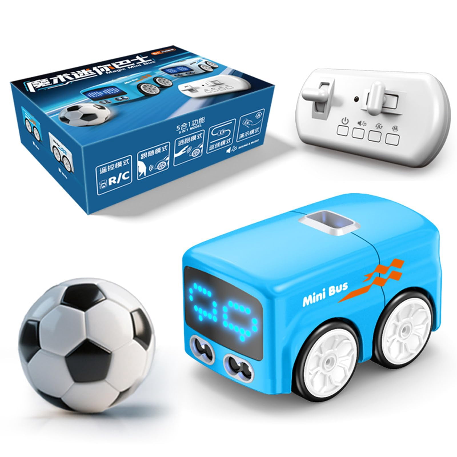 Magic mini Bus Toy, Magic Follows Line Car, Auto LED Expression Lights ...