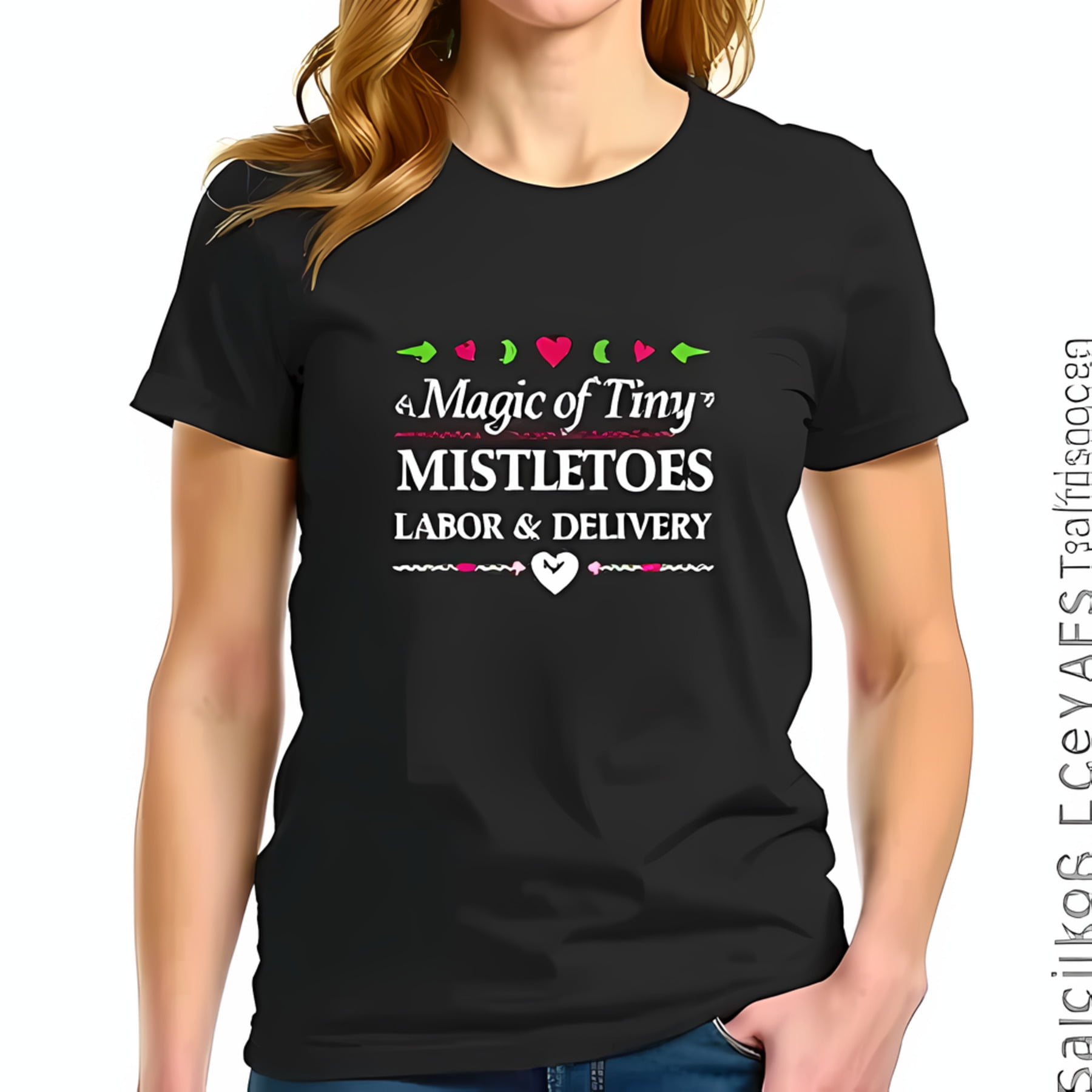 Magic of Tiny Mistletoes Labor & Delivery Cotton Short Sleeve T-Shirt - Festive Healthcare Humor ...