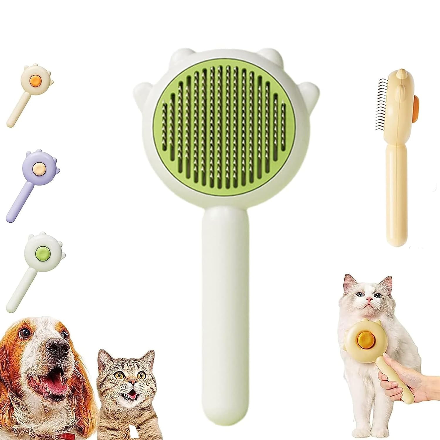 Magic pet brush, pet cleaner, Cat grooming brush with release button ...