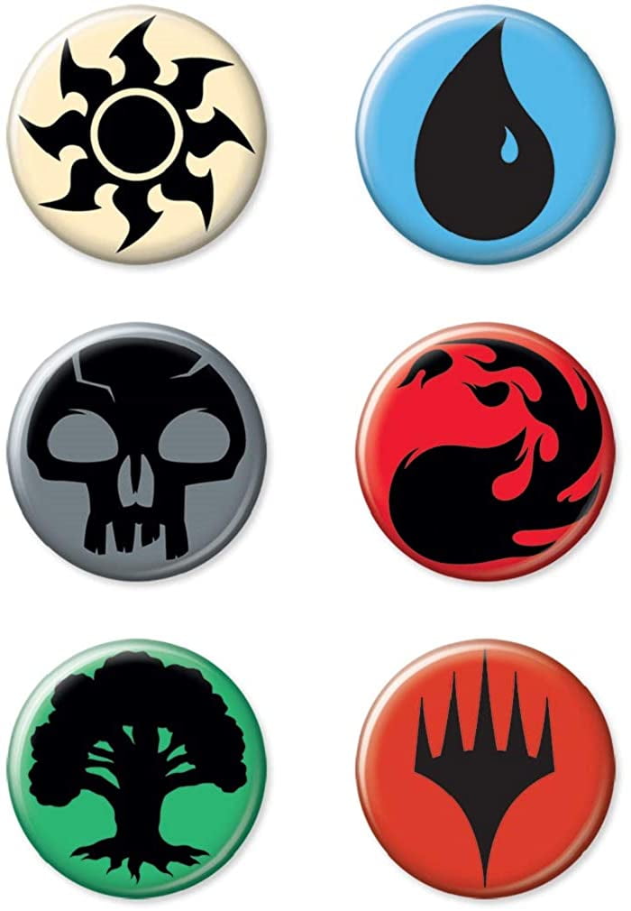 Magic the Gathering Mana Symbols Set of 6 Buttons 1.25 - Walmart.com