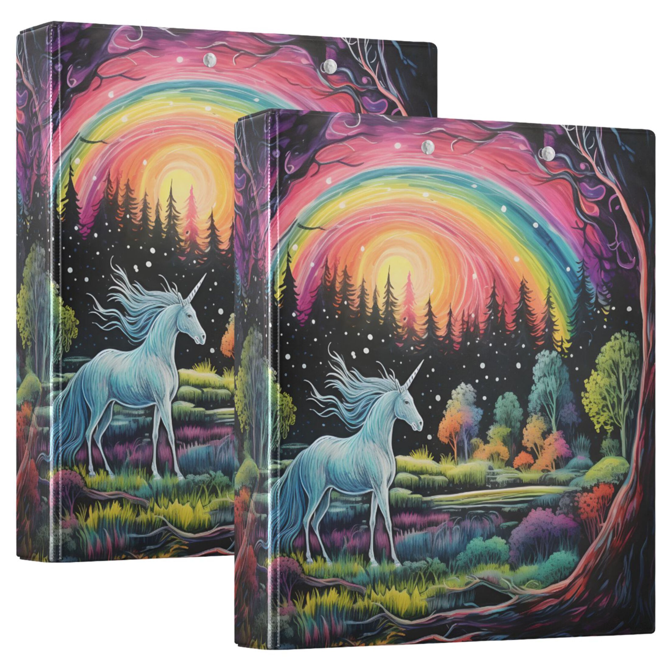 Magic with Horse in Rainbow Hardcover 3 Ring Binder 1.5 inch Round ...