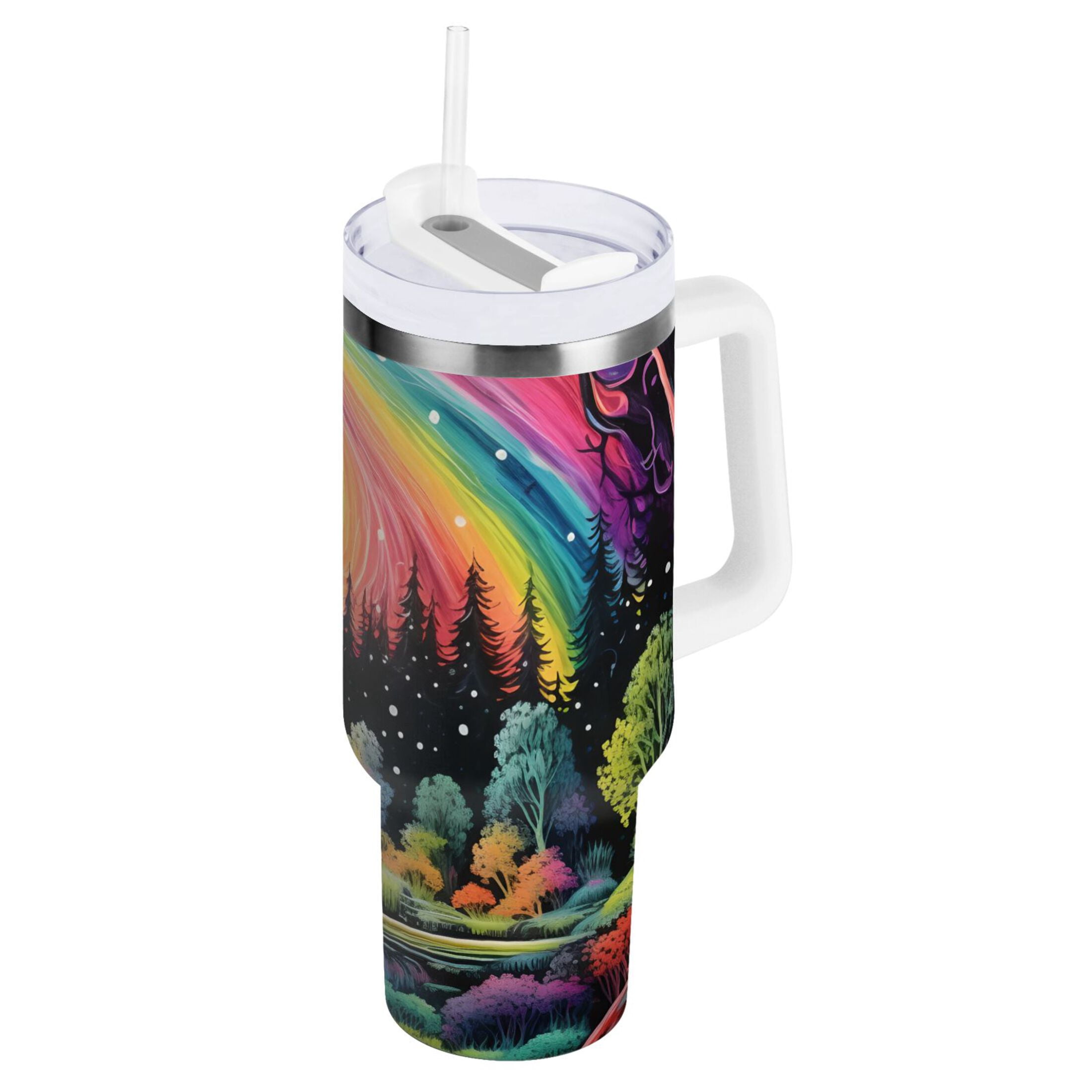 Magic with Horse in Rainbow Tumbler with Handle and Straw Insulated ...