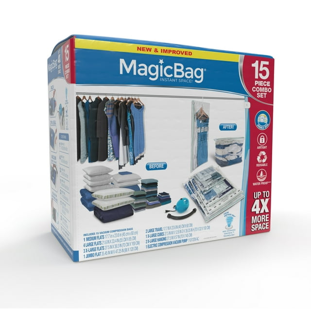 MagicBag by Smart Design Instant Space Saver Storage Bags- Combo Set of ...