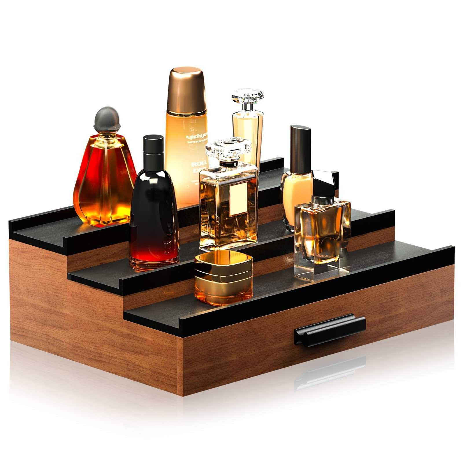 MagicFox Wooden Perfume Organizer for Men 3 Tier of Elevated Perfume ...