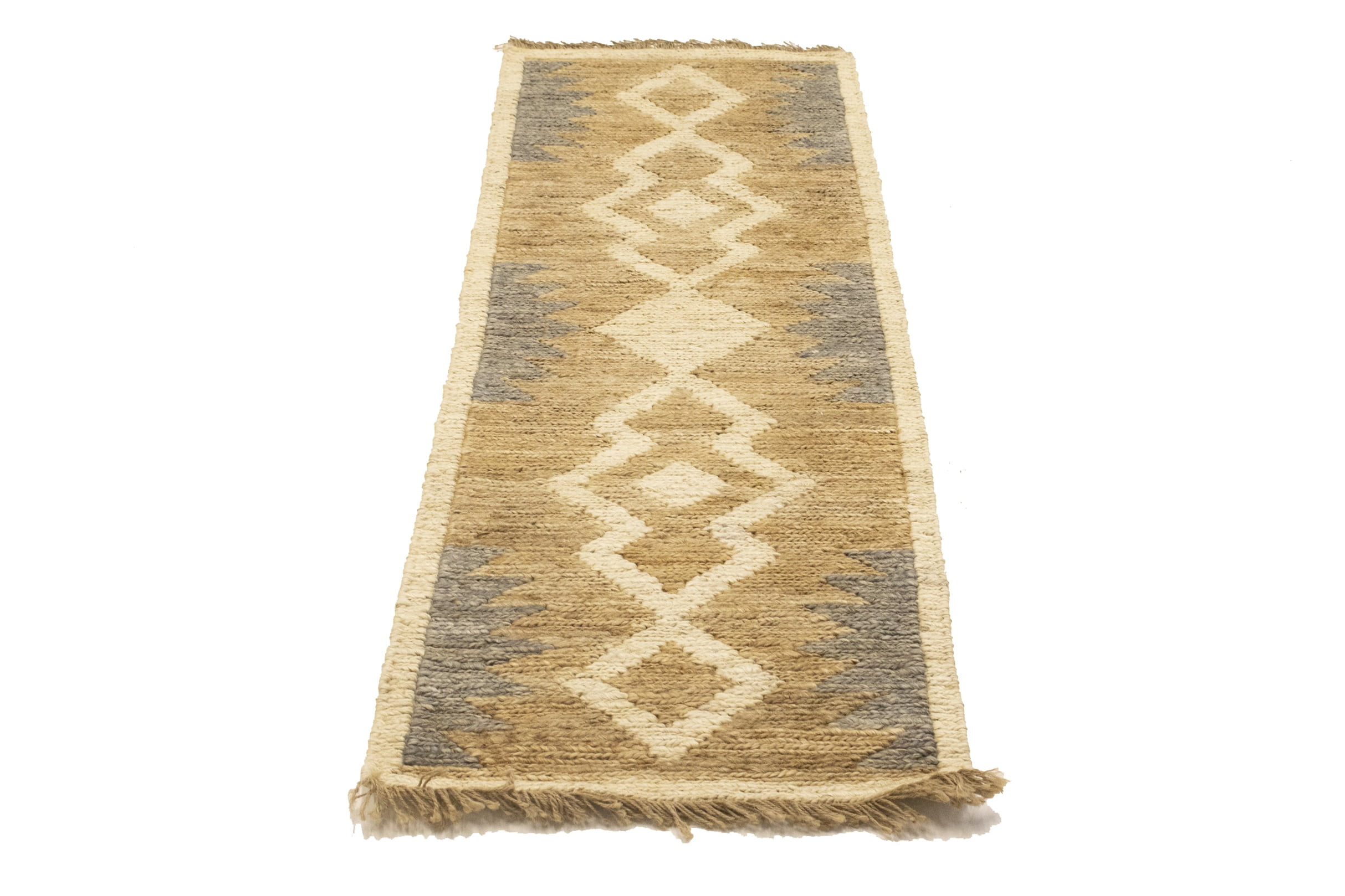 MagicRugs Modern Geometric Cream Jute 2'1 X 6'0 Ft Oriental Area Rug ...