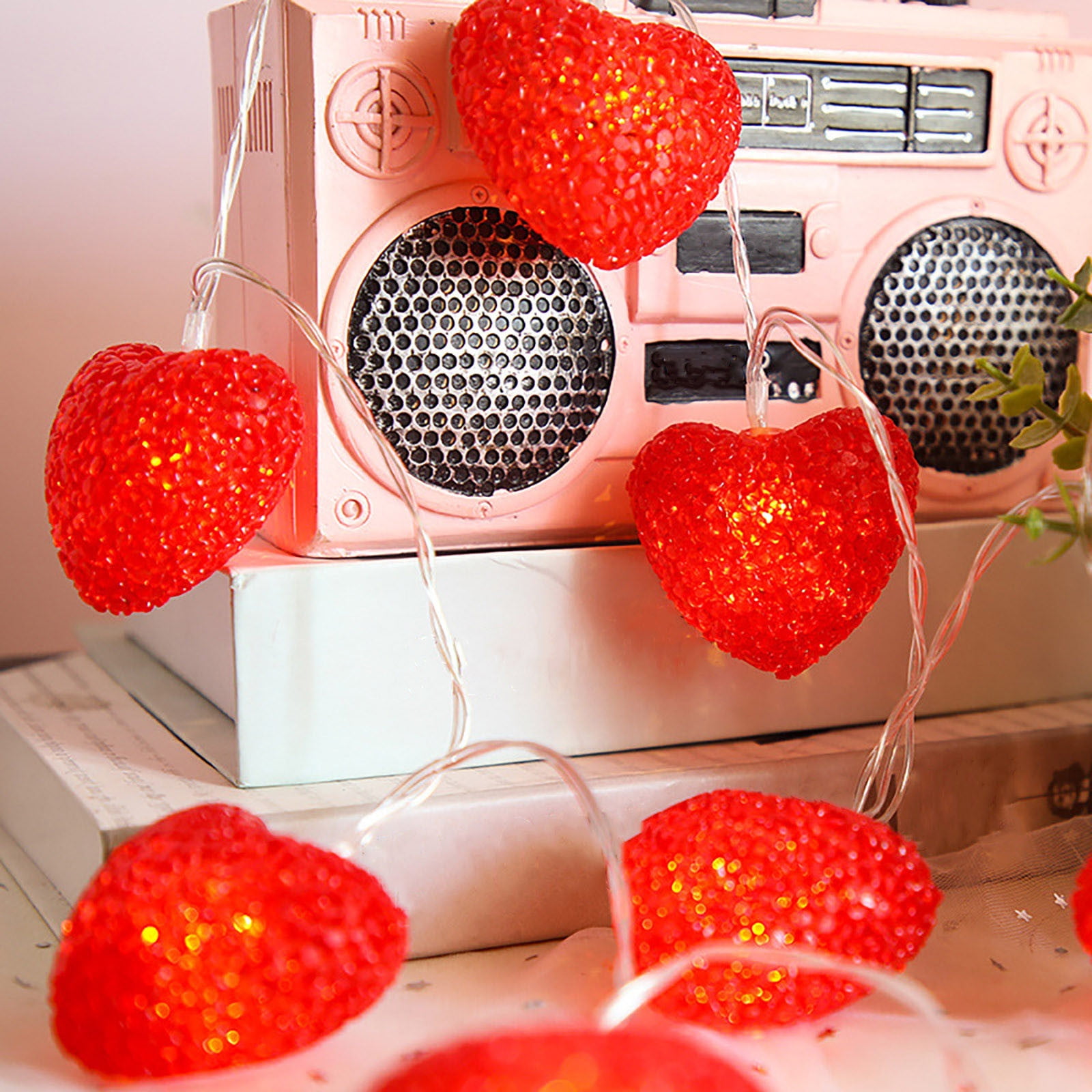 MagicXflow String Lights,78.74in Red Heart String Lights with 10 3D ...