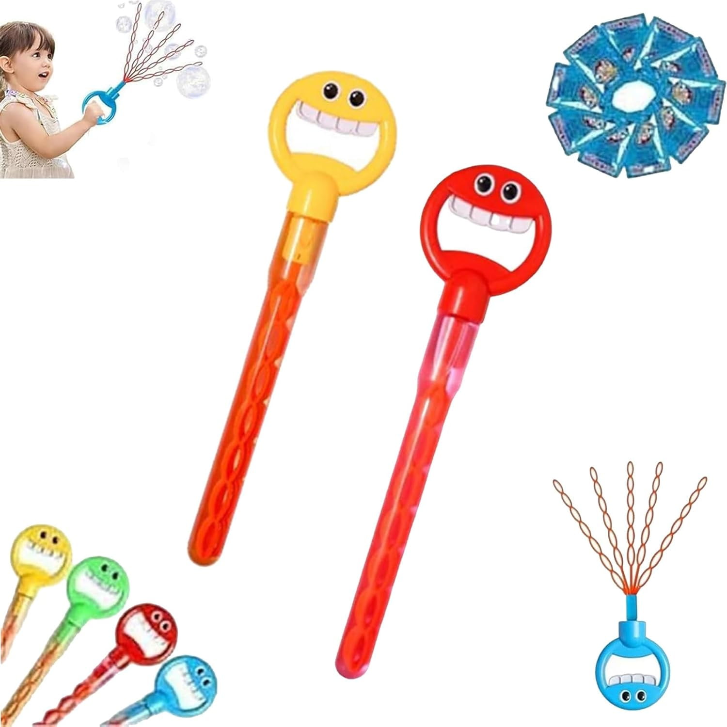 Magical 5-Claw Smiley Bubble Stick,32-Hole Smiley Face Bubble Wand with ...