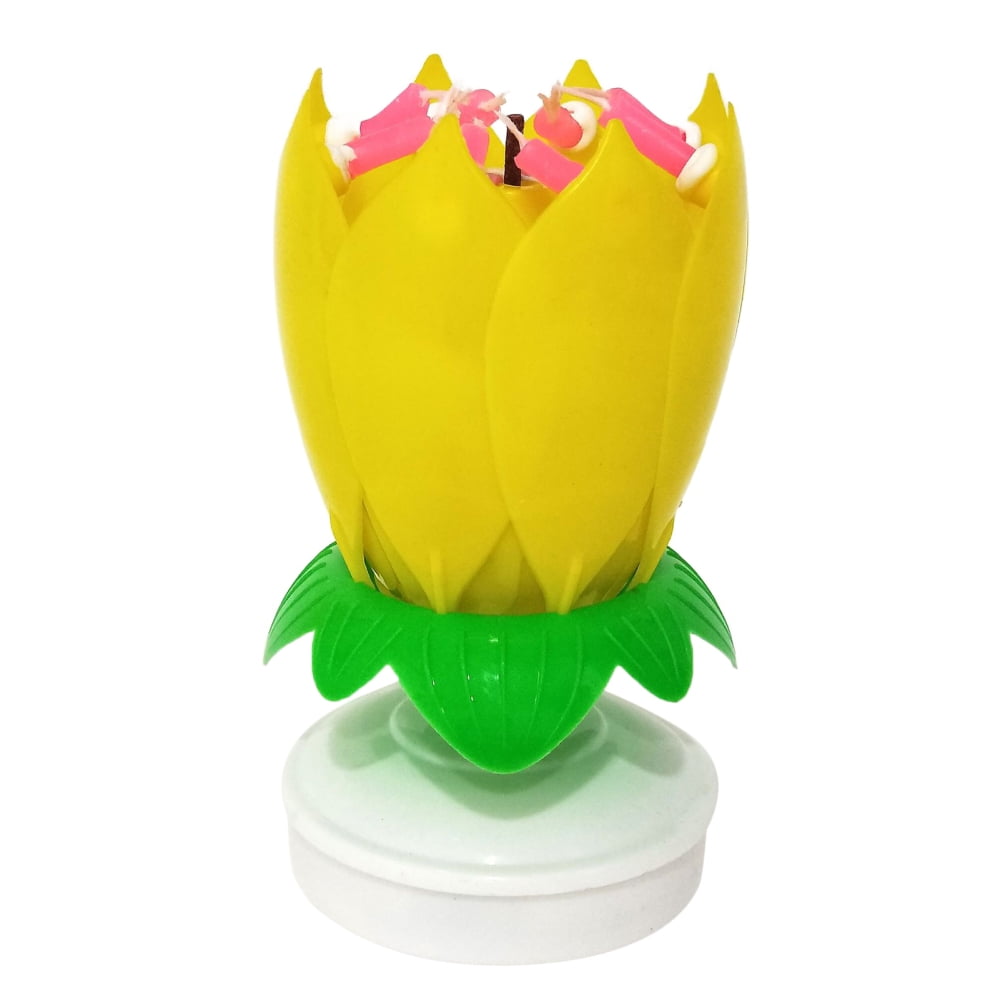 Magical Birthday Candle Musical Birthday Candles Rotatable Lotus Flower ...