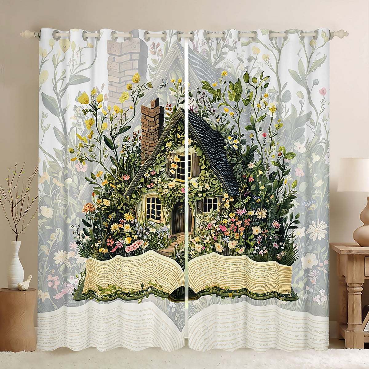Magical Book Curtains ,Fantasy House Book Vintage Fairy Tale Window ...