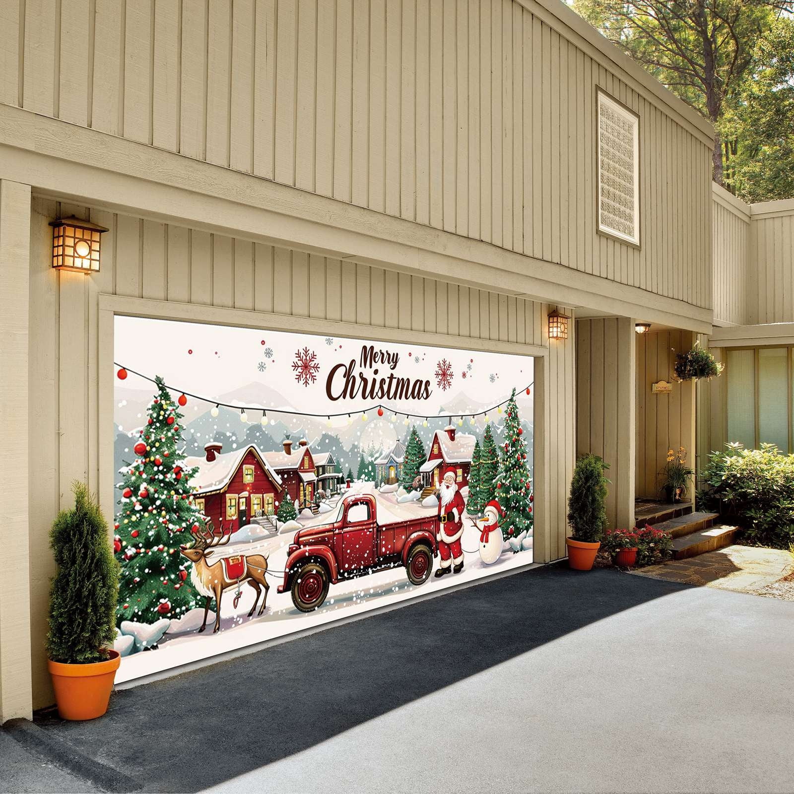 Magical Christmas Tree Garage Door Banner - Outdoor Holiday Decor with ...
