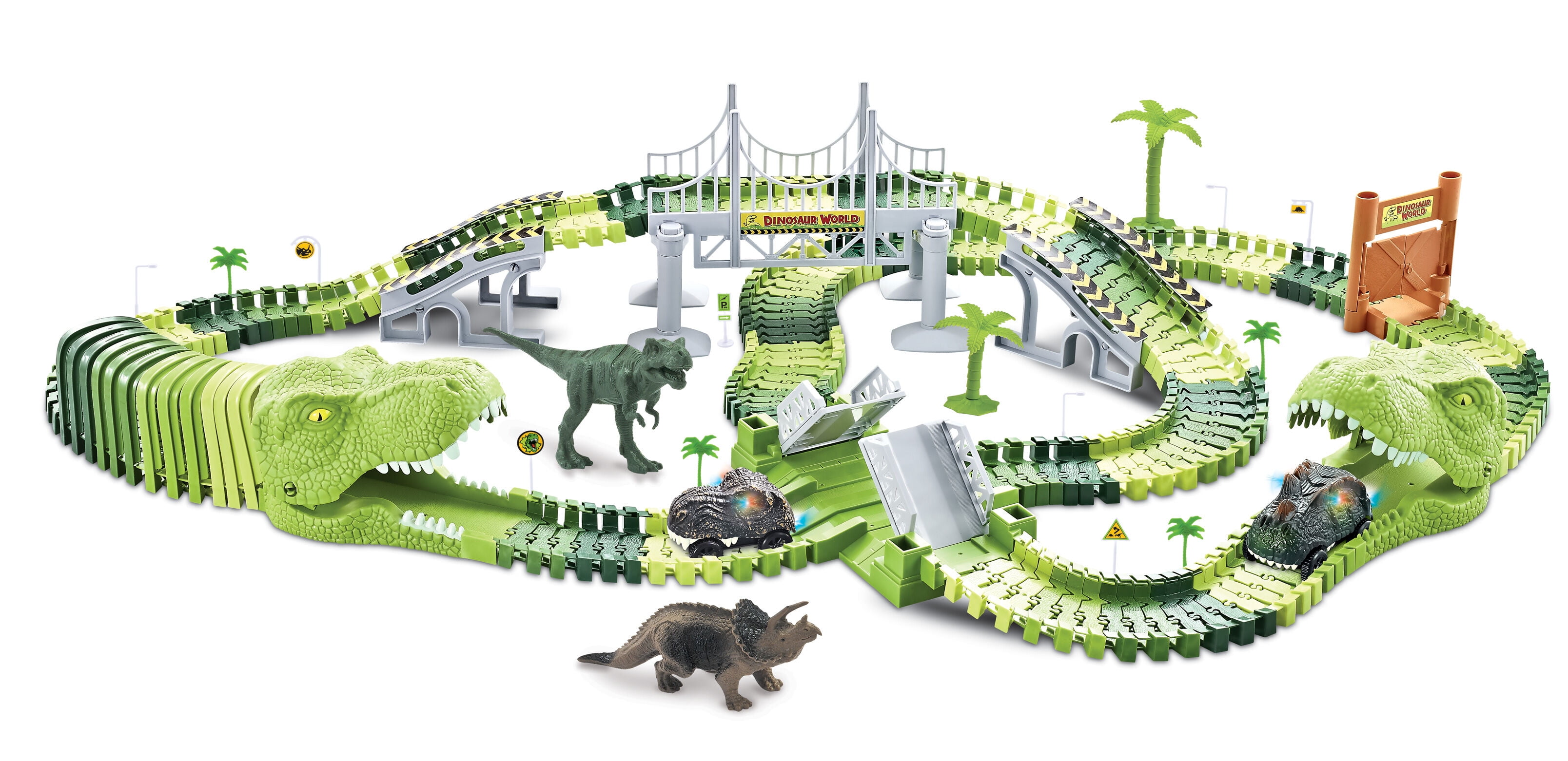 Magical Dino Glow Play Set - Flexible Race Track with Dinosaur Tunnel ...
