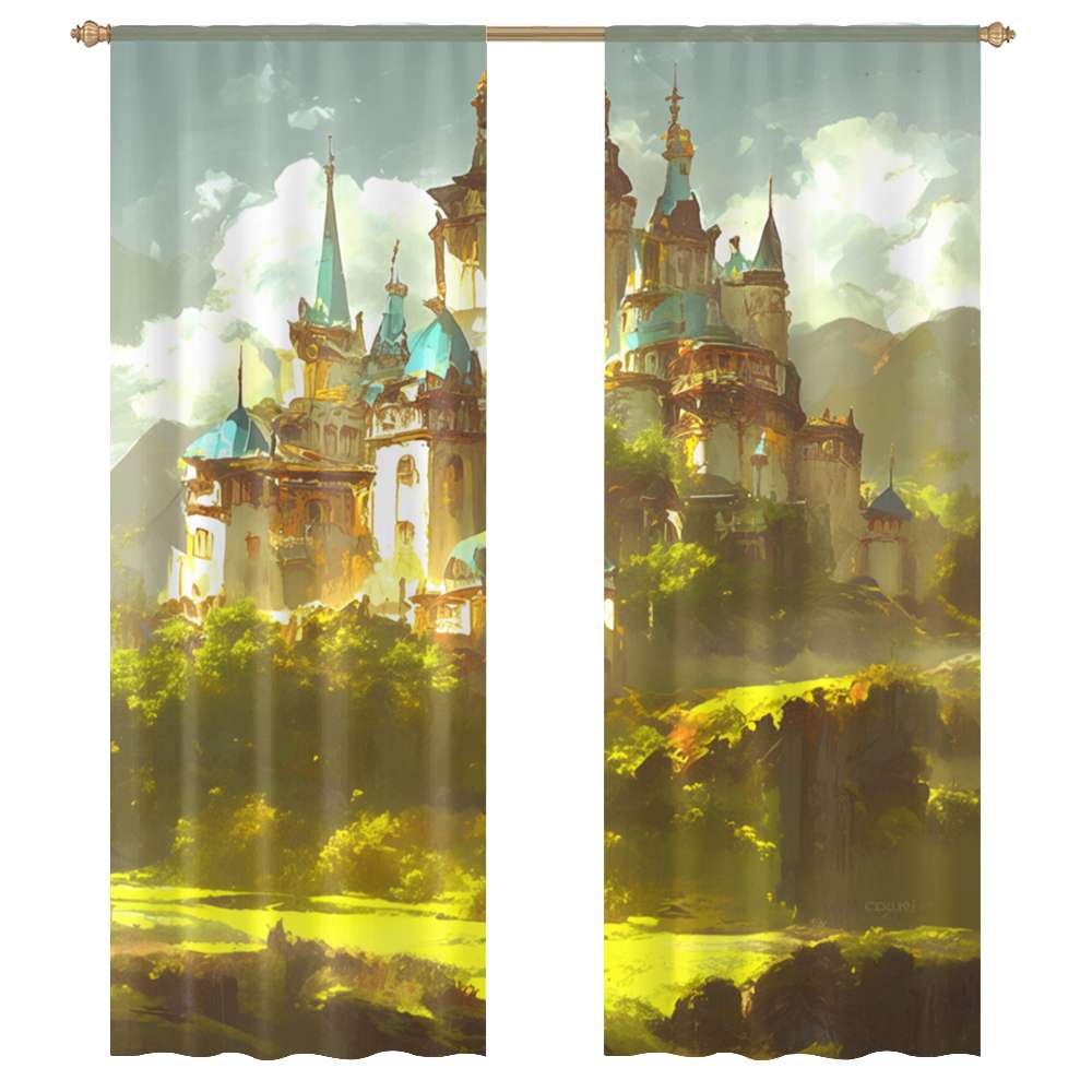 Magical Dreamy Castle Sheer Voile Curtain Window Tulle Curtains For ...