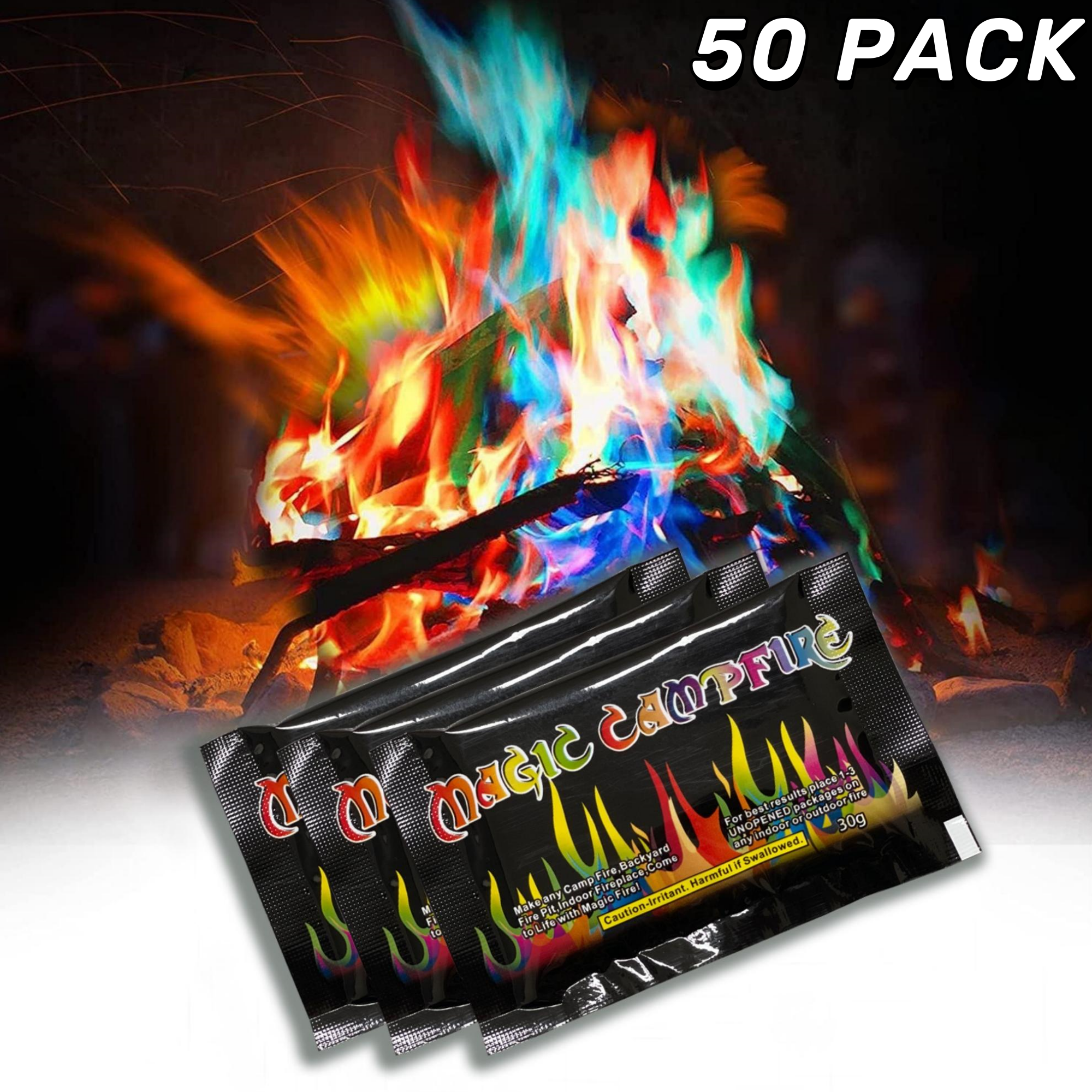 Magical Fire Cosmic Flame Color Packets - 50 pack Color-Changing Fire ...