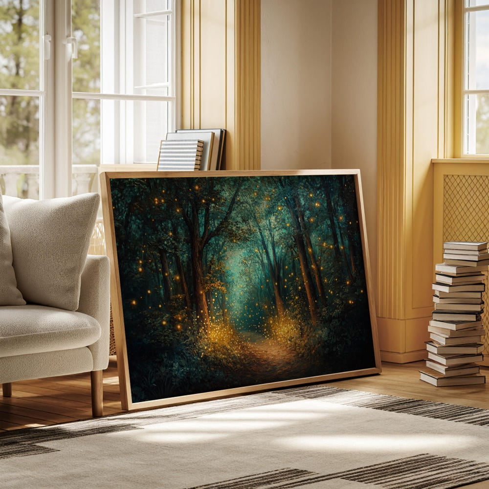 Magical Firefly Forest Path - Glowing Woodland Night Scene Enchanted ...