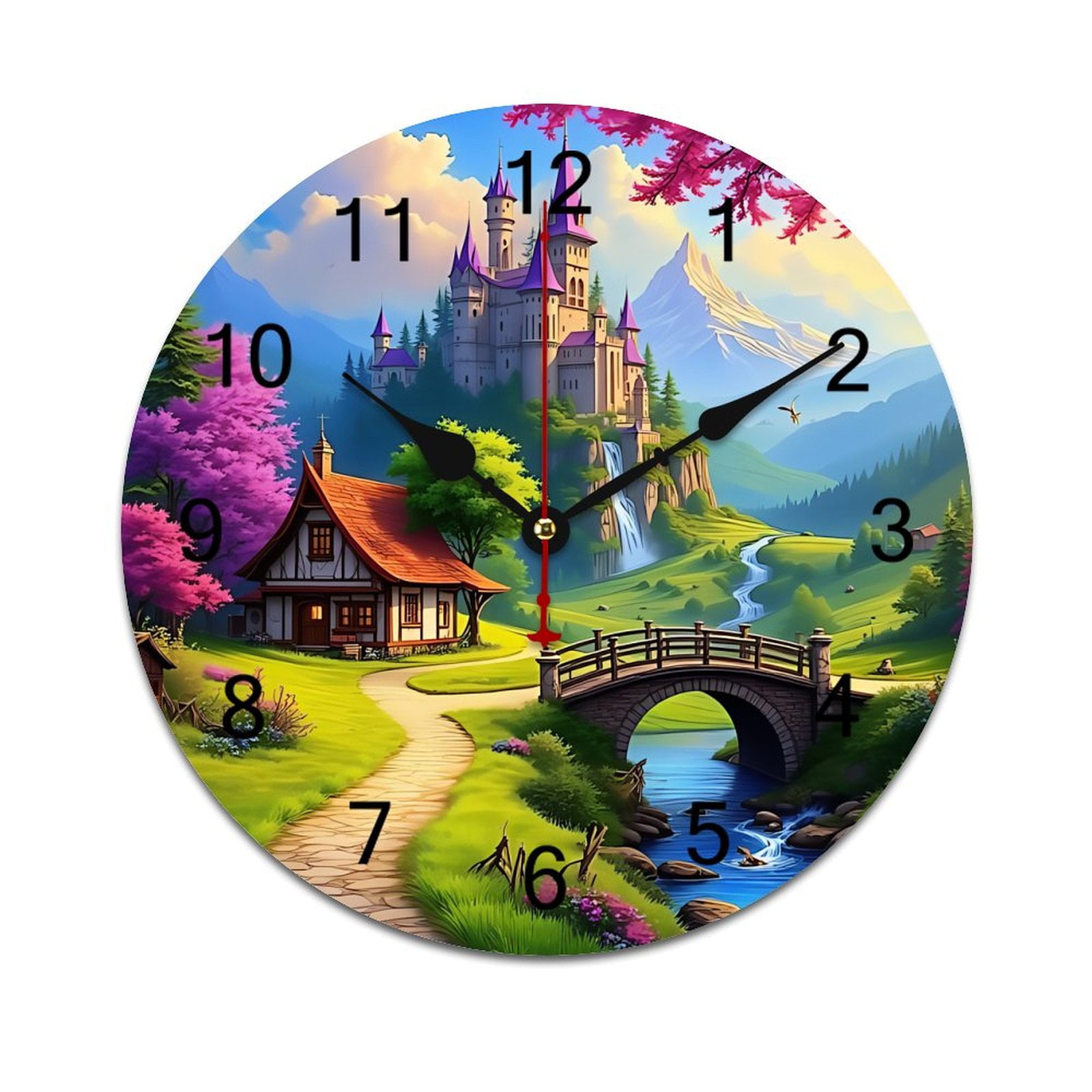 Magical Forest Butterflies And Mushrooms Printed Silent Wall Clock ...