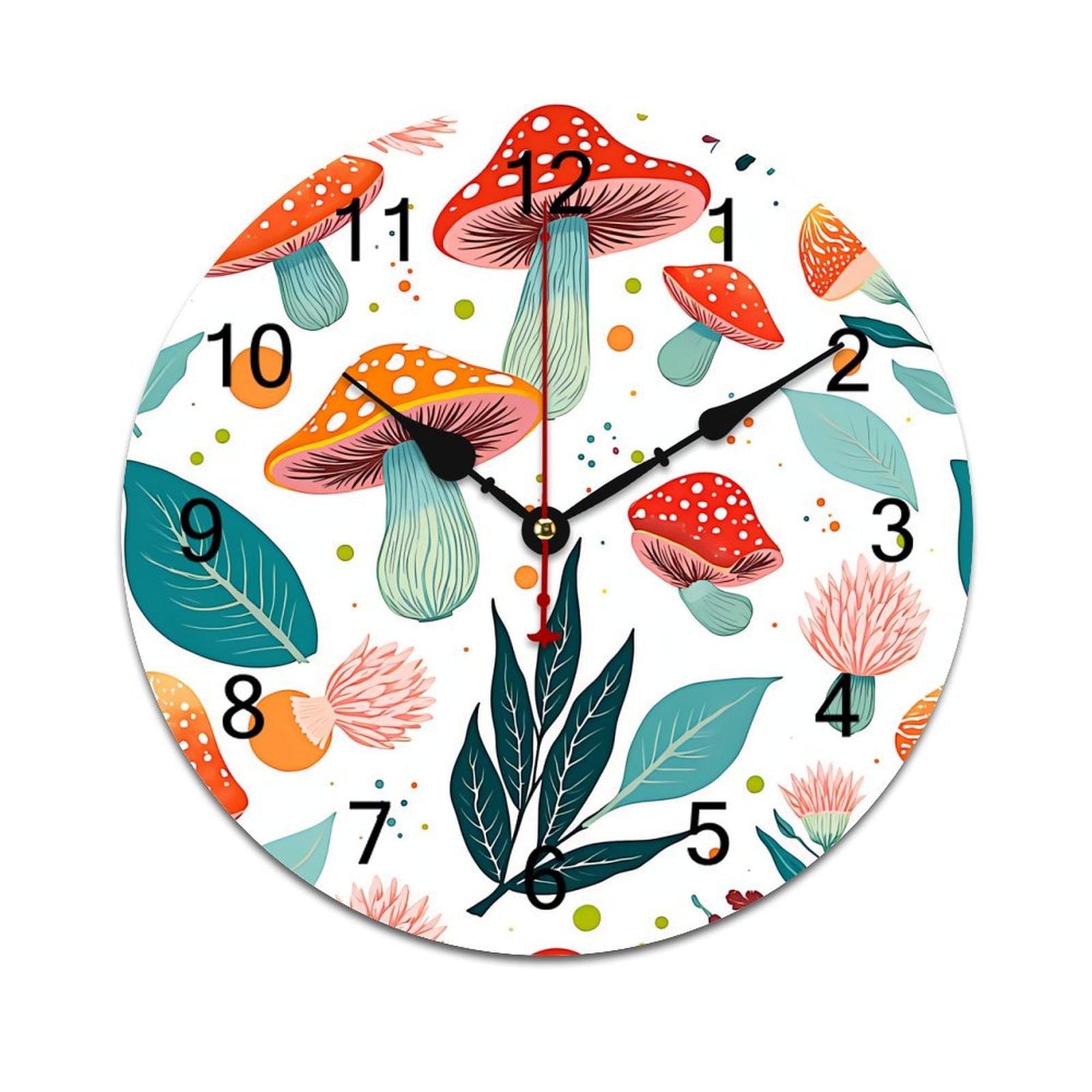 Magical Forest Butterflies And Mushrooms Word Saying Big Wall Clock ...