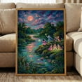 Magical Forest Cat Enchanted River Fairytale Animal Faux Acrylic ...
