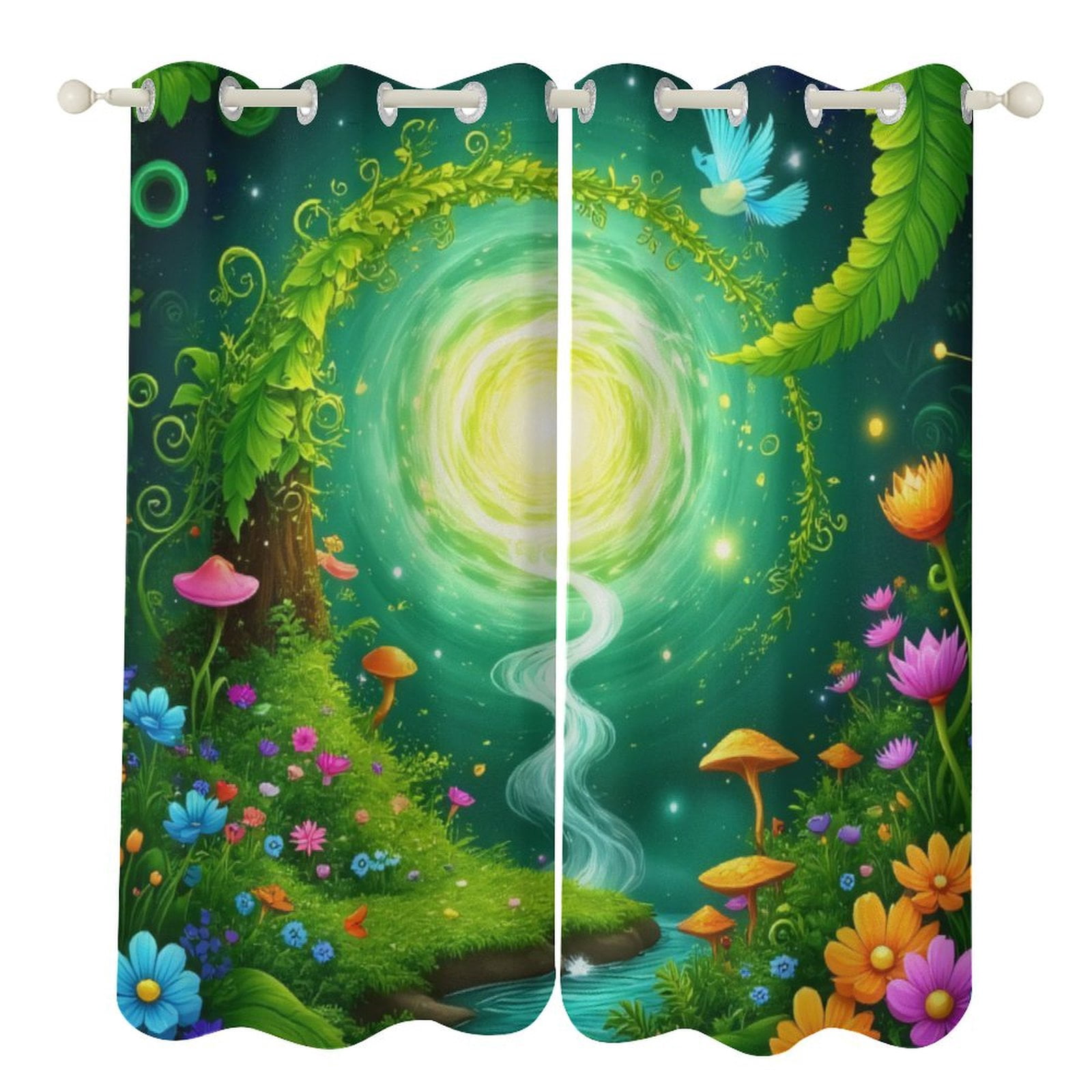 Magical Forest Fantasy Blackout Window Curtains for Bedroom Living Room ...