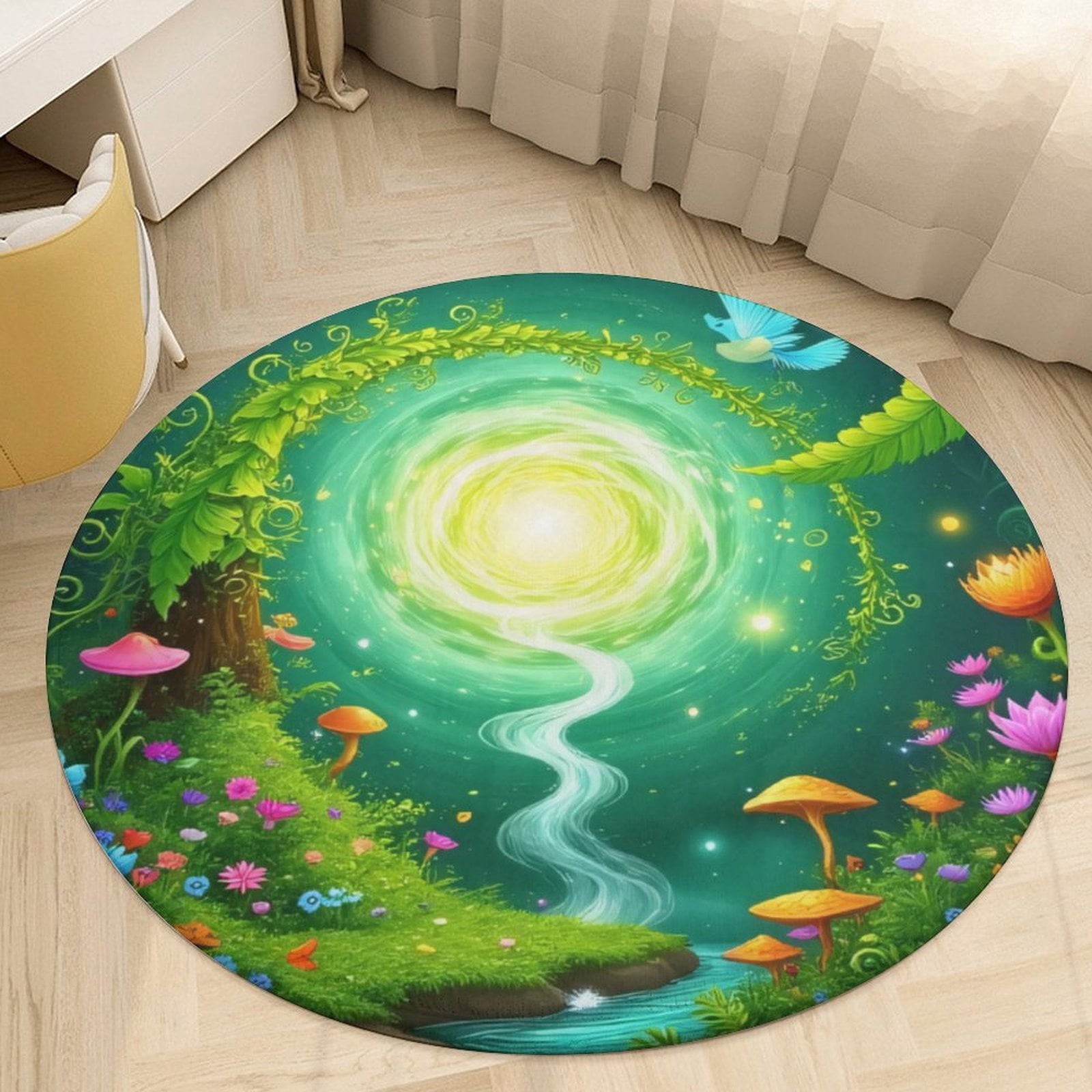 Magical Forest Fantasy Round Area Rugs for Bedroom Living Room, 3FT ...