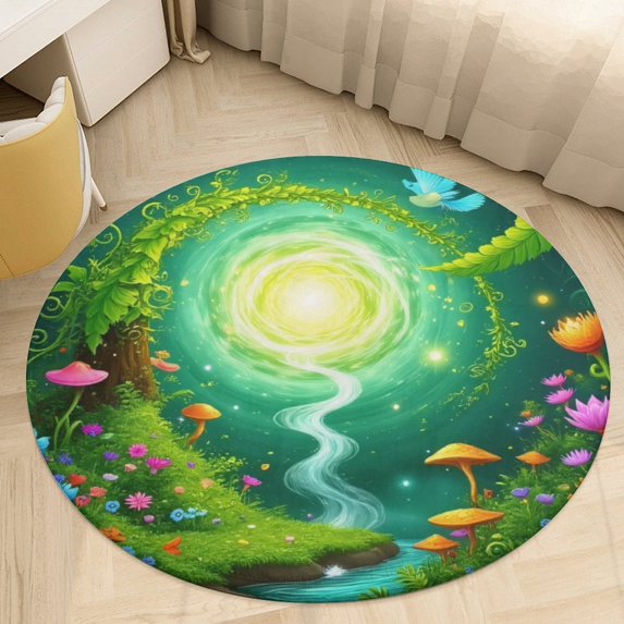 Magical Forest Fantasy Round Area Rugs for Bedroom Living Room, 3FT ...
