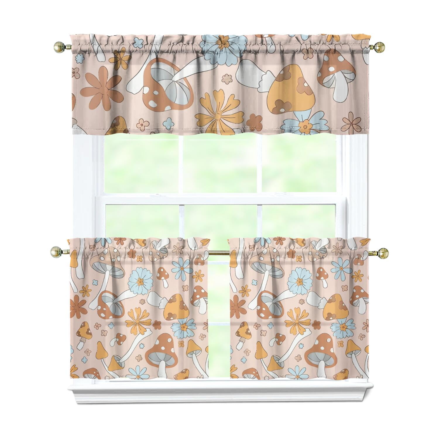 Magical Forest Mushrooms Kitchen Curtains Set Mushroom and Boho ...
