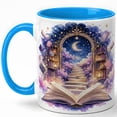 Magical Library Portal Coffee Mug, Moon Stars Open Book Fantasy Reader ...
