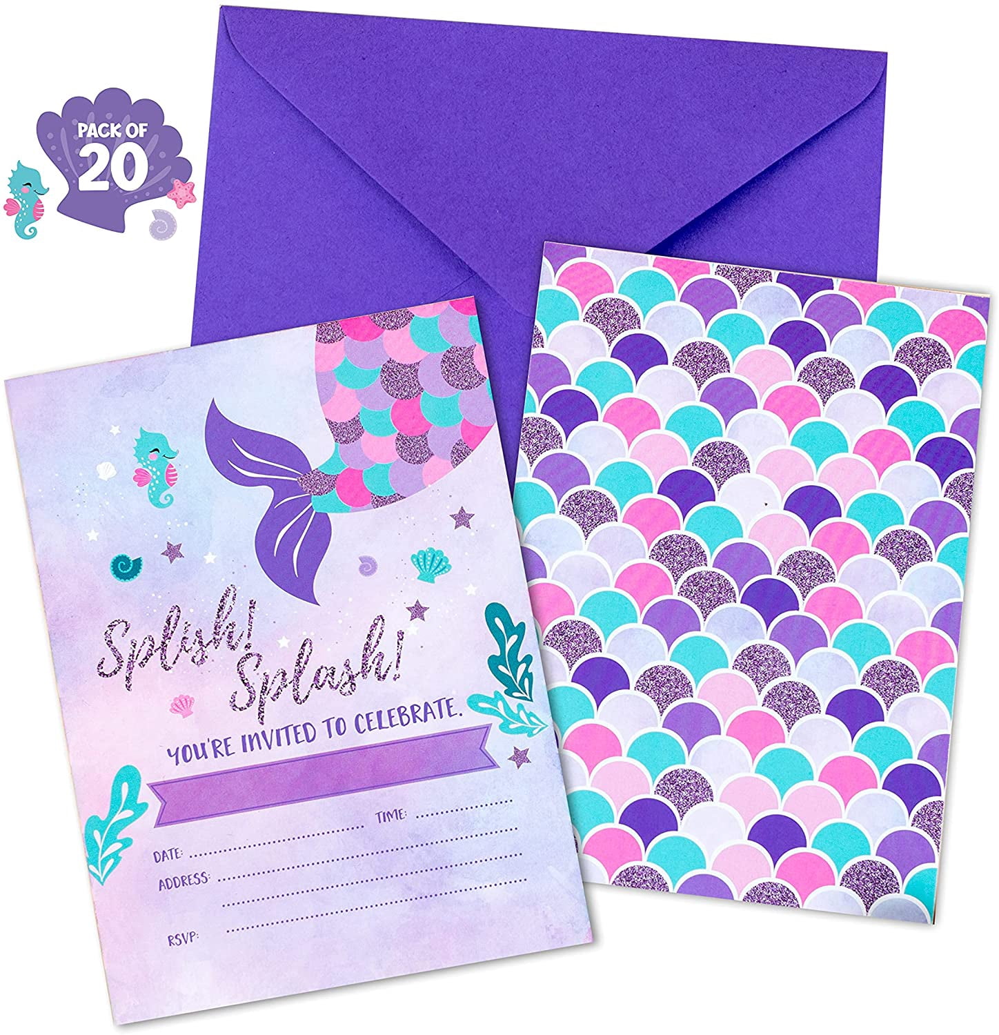 Walmart Little Mermaid Invitations Black Mermaid Birthday Invitations