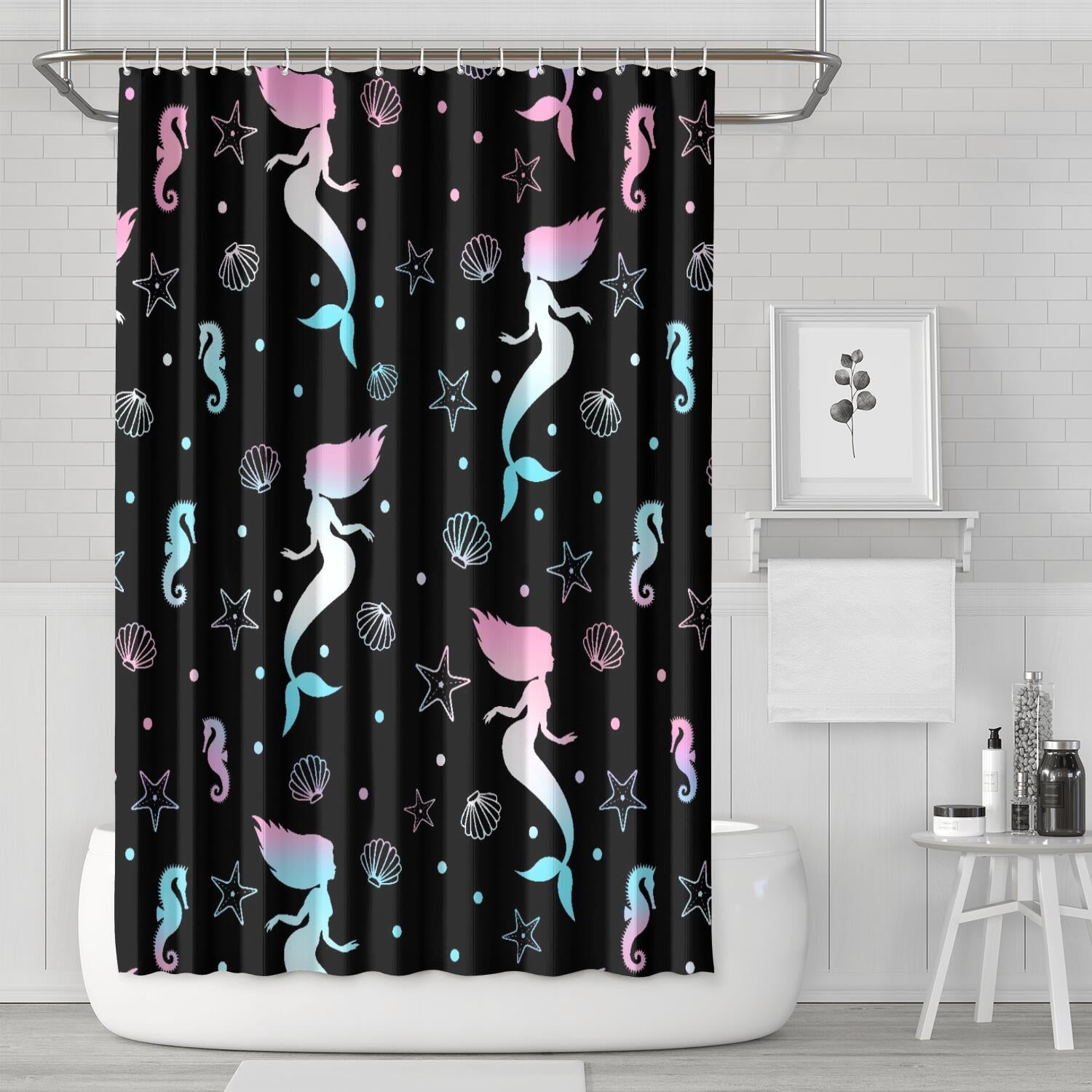 Magical Mermaid Scale Ocean Curtain 72x72 Inch, Waterproof Polyester ...