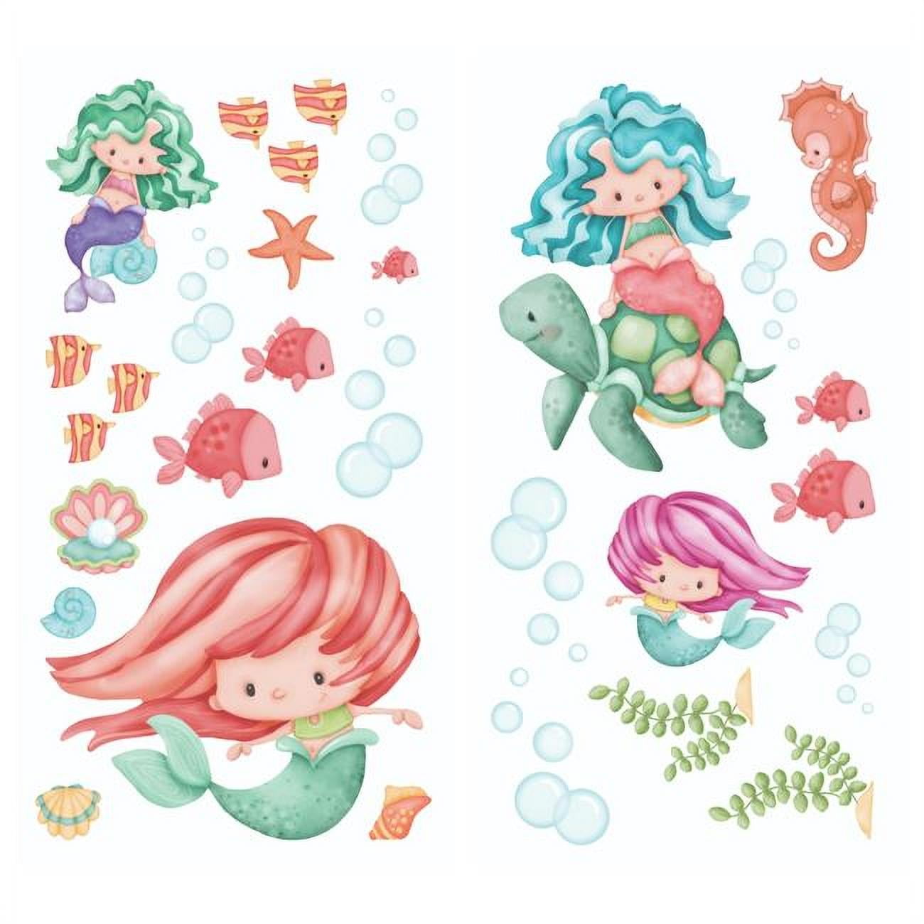 Magical Mermaids Applique Wall Decal Stickers, Multi Color - Super ...