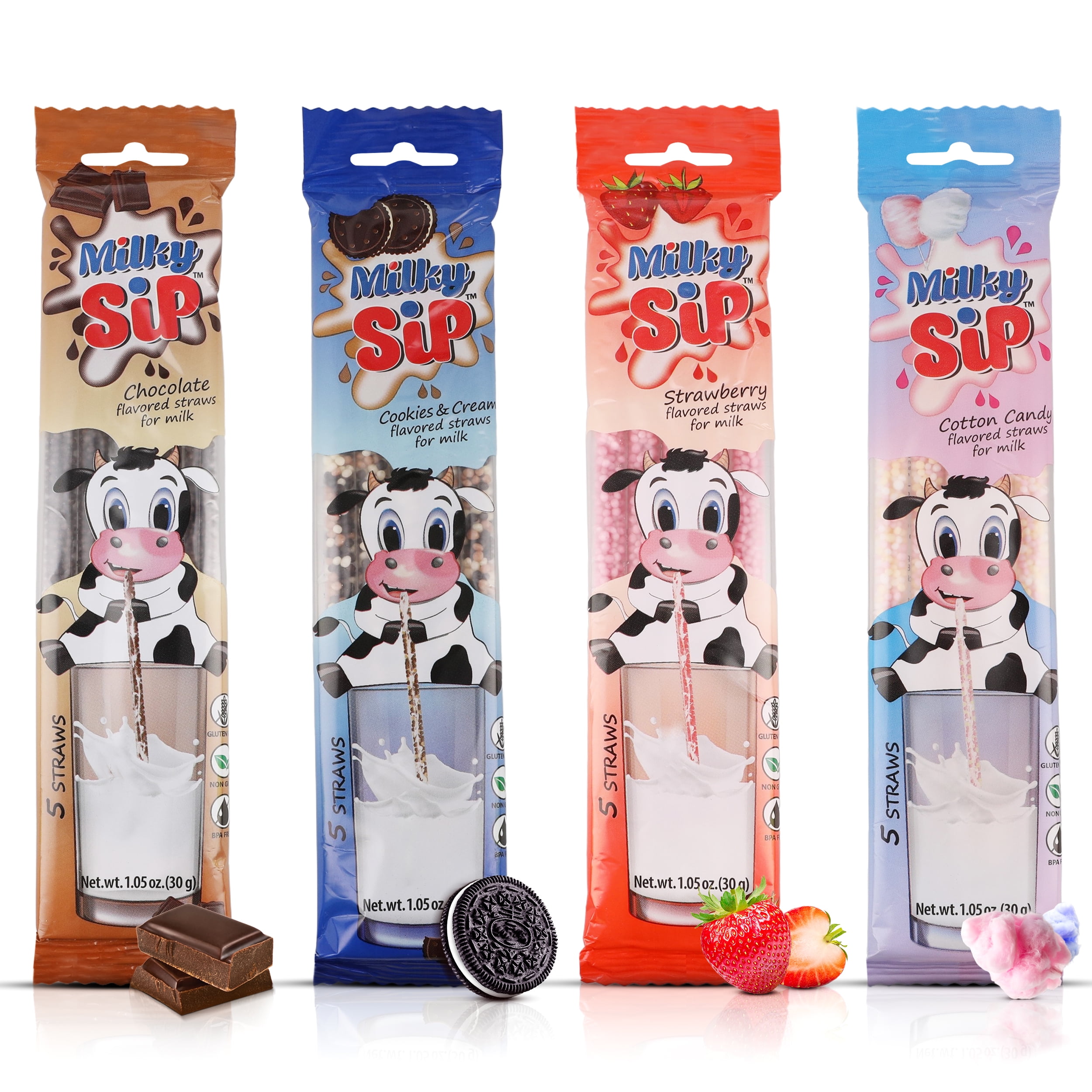 Magical Milk Straws - 4 Pack Bundle of Flavored Straws for Milk ...