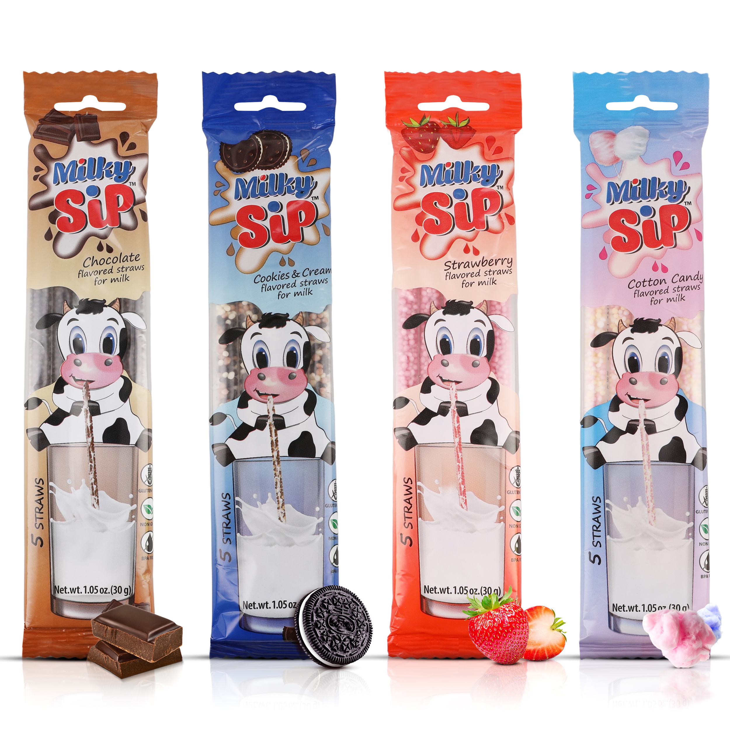 Magical Milk Straws 4 Pack Bundle Of Flavored Straws For Milk