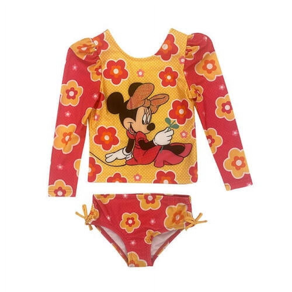 Disney Minnie Mouse Toddler Girl's Long Sleeve Rash Guard & Brief ...