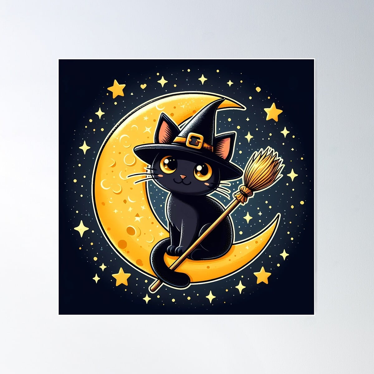 Magical Moon Cat Poster Wall Art, Modern Wall Decor For Living Room ...