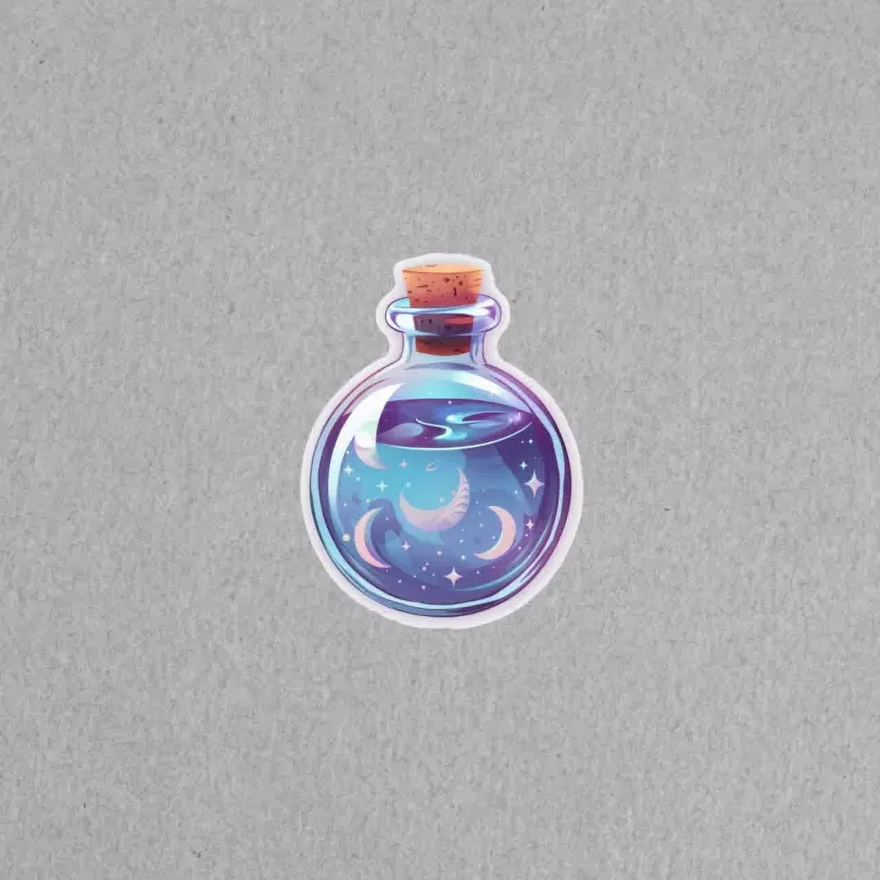 Magical Moons Potion Bottle Sticker - Celestial Fantasy Art Decalphone Decal Water Bottle ...