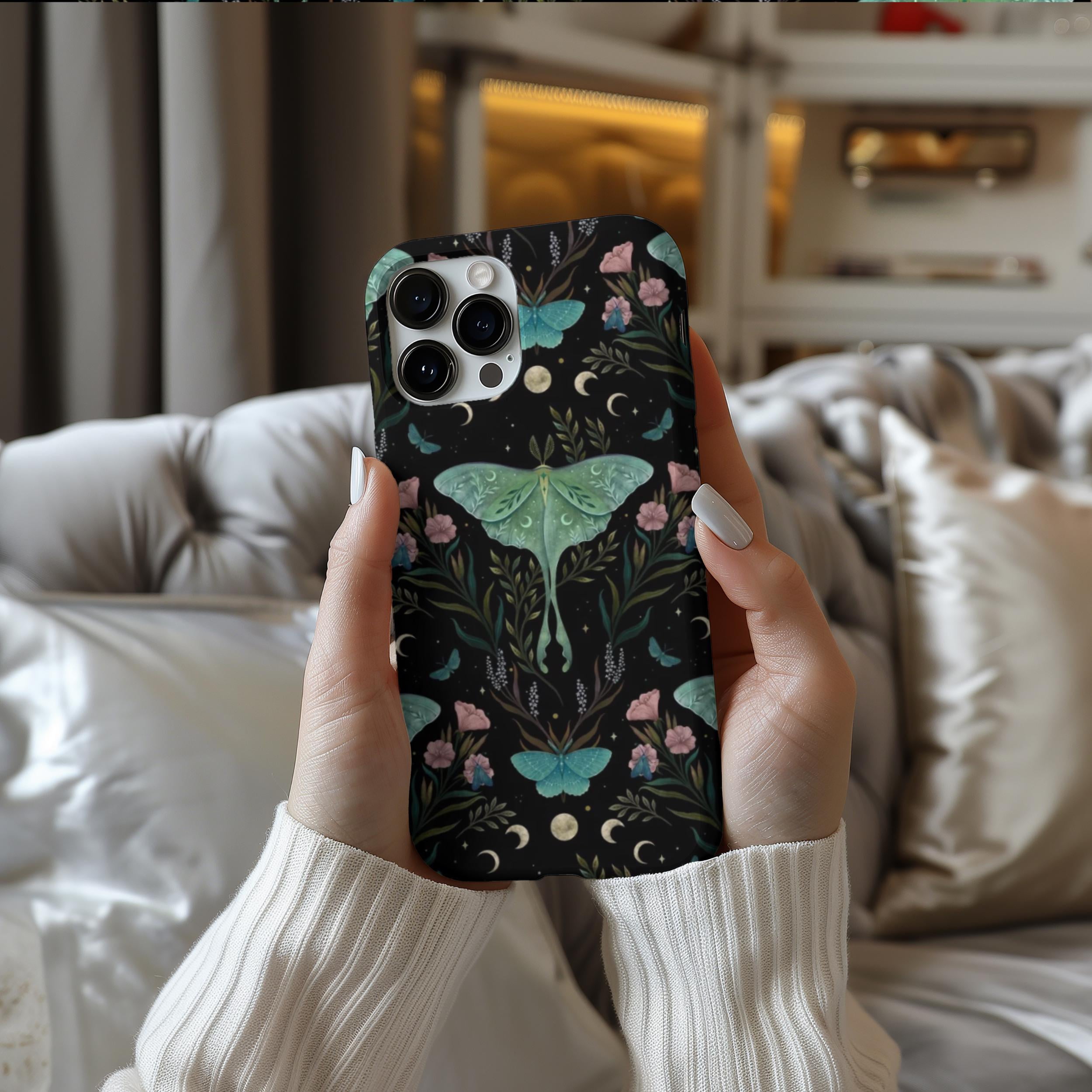 Magical Moth Thistle Cottagecore Case with iPhone 17 16 15 14 13 12 11 ...