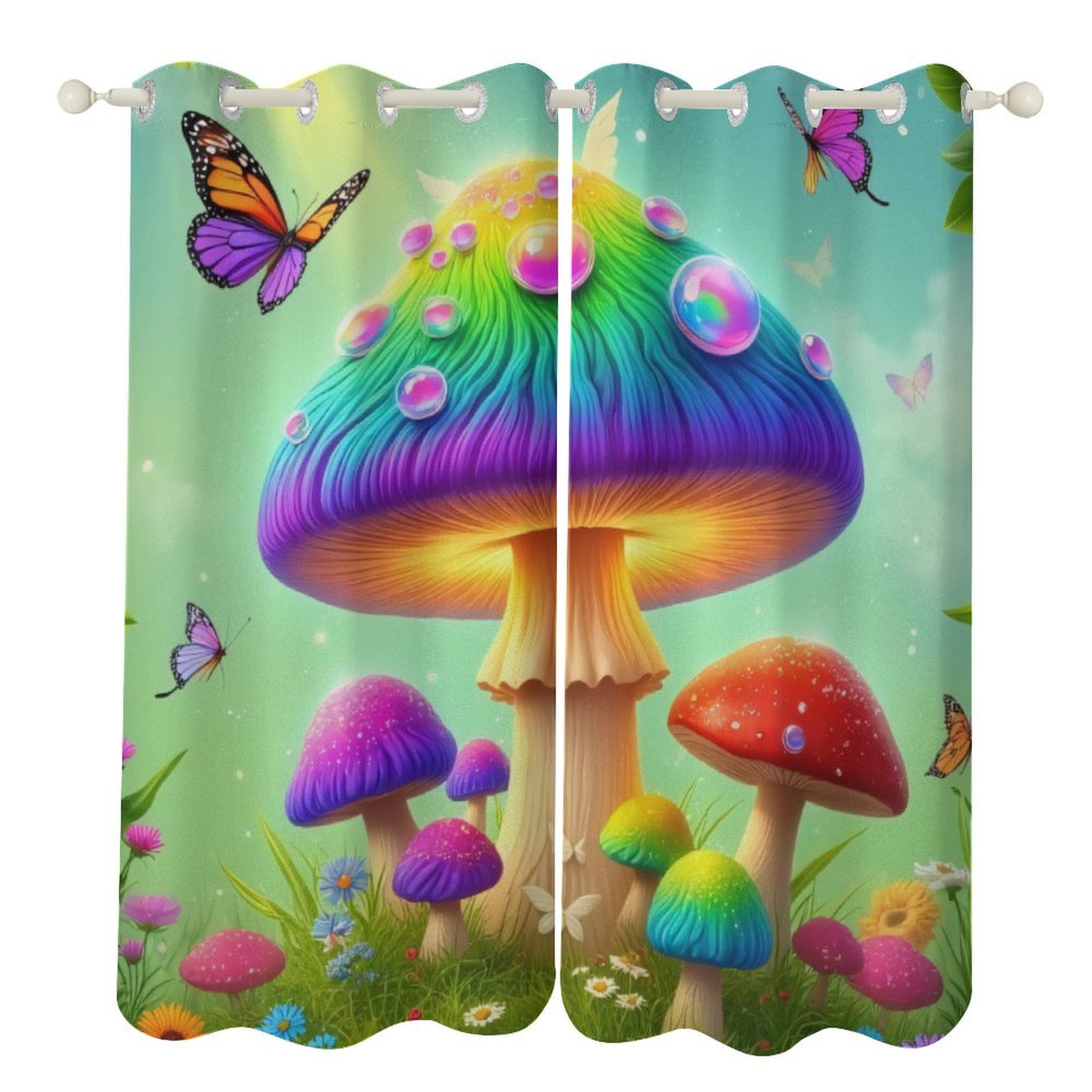 Magical Mushroom Garden Blackout Window Curtains for Bedroom Living ...