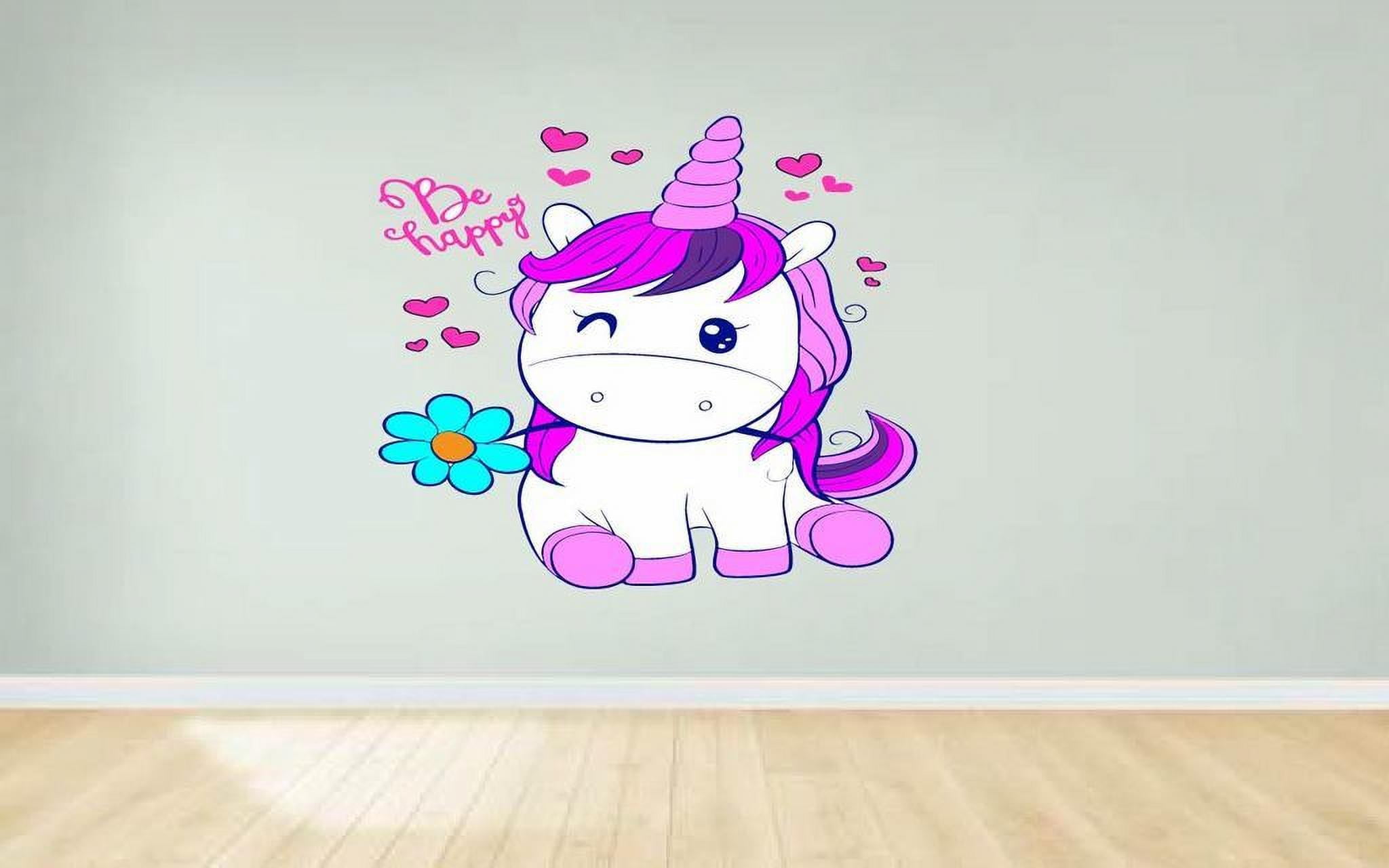 Magical Pretty Unicorn Cartoon Character Wall Art Sticker Vinyl Decals ...
