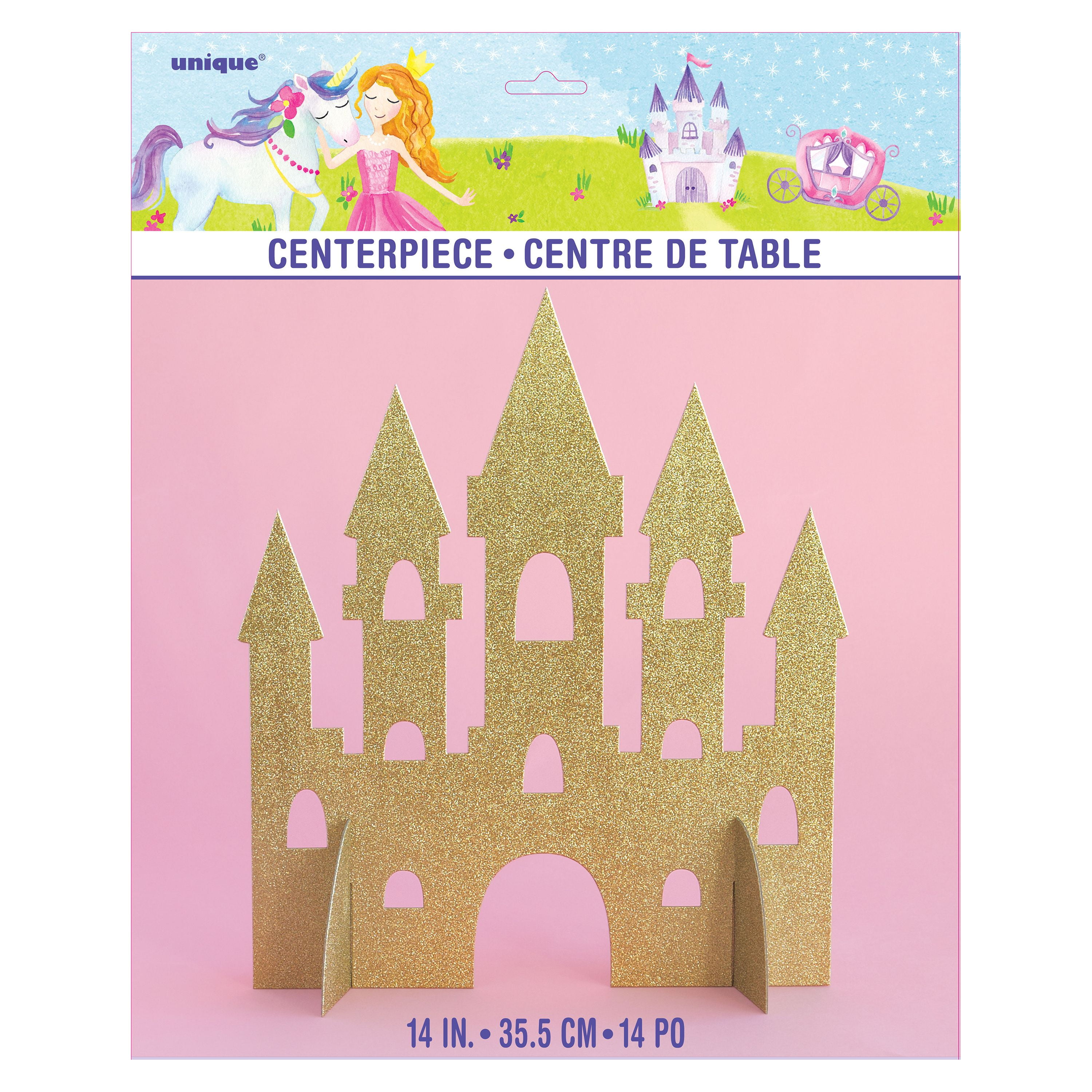 Magical Princess Castle Centerpiece Decoration, 14 in, Gold Glitter ...