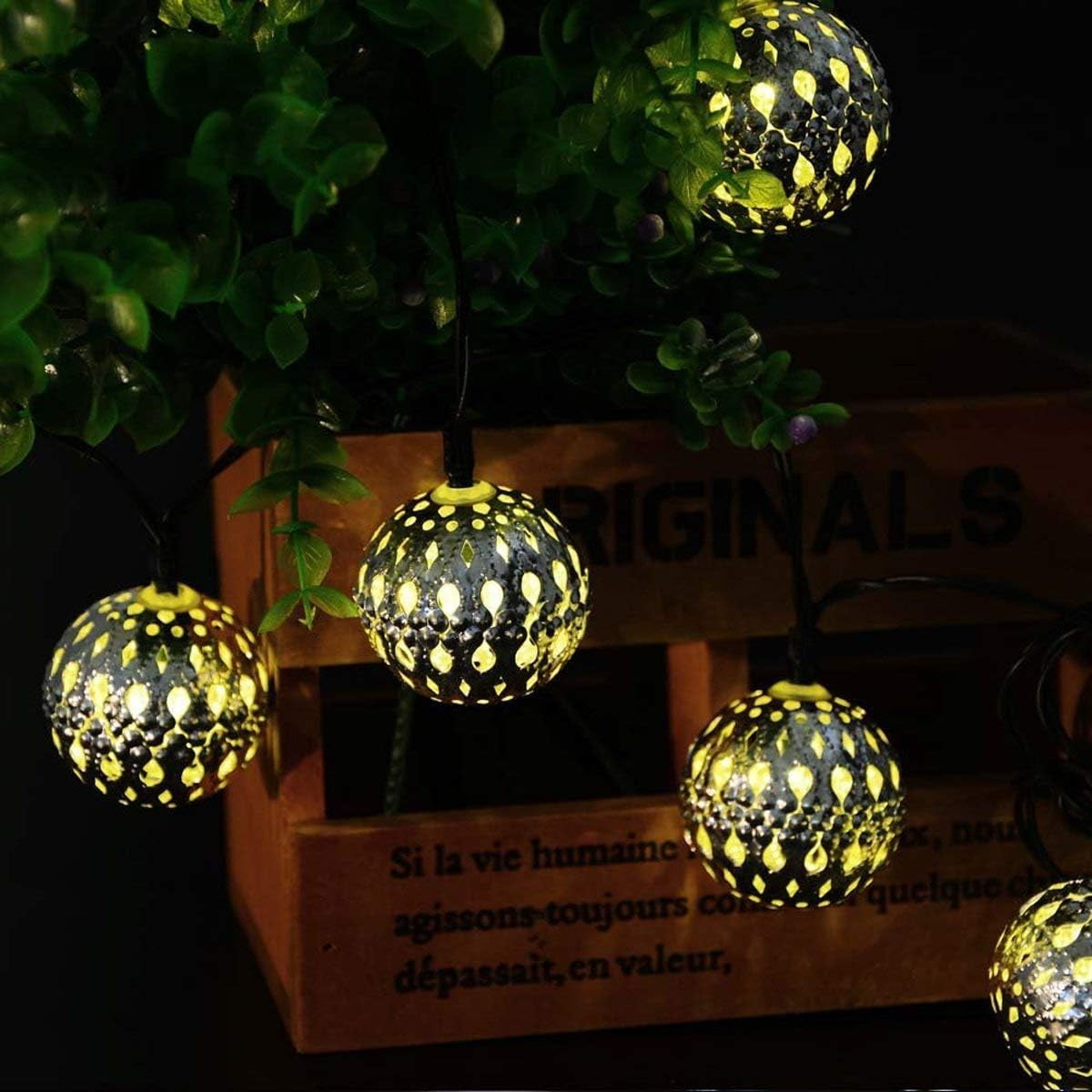 Magical Solar Moroccan String Lights, Hollow Globe Design Outdoor ...