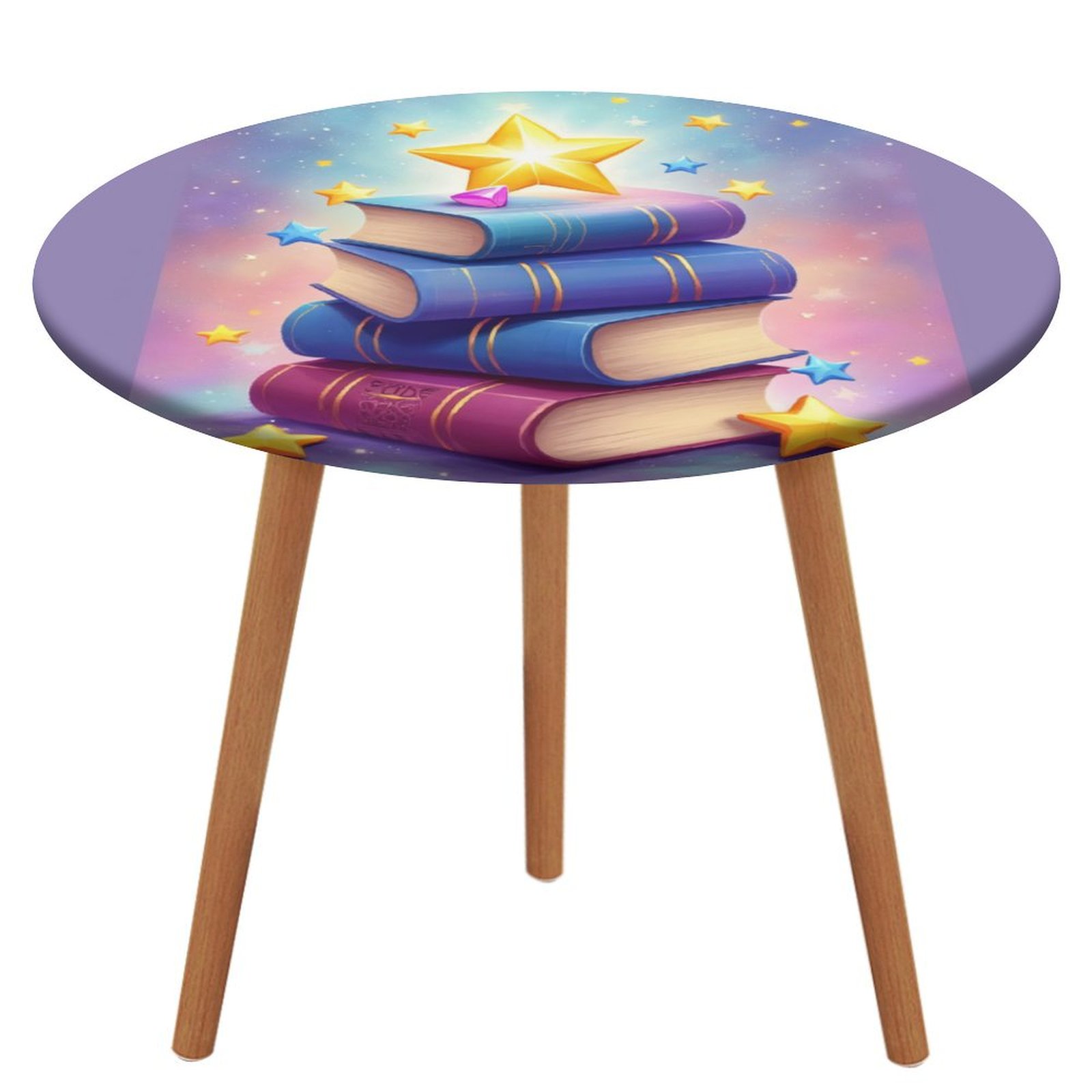 Magical Star Book Stack Tablecloth Round Elastic Fitted Waterproof ...