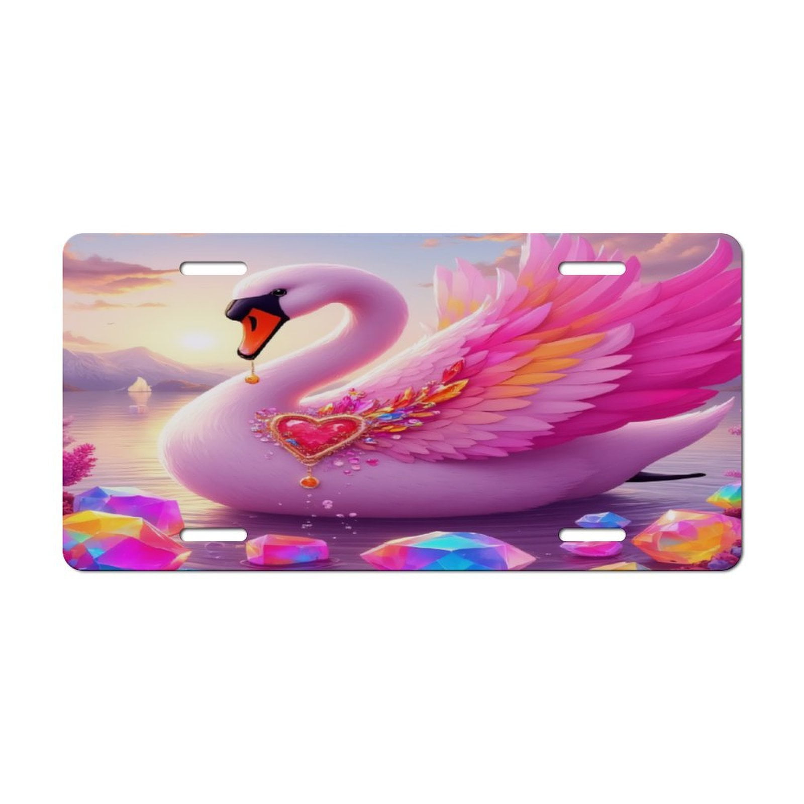 Magical Swan with Gems Car Decorative Front License Plate,Vanity Tag ...