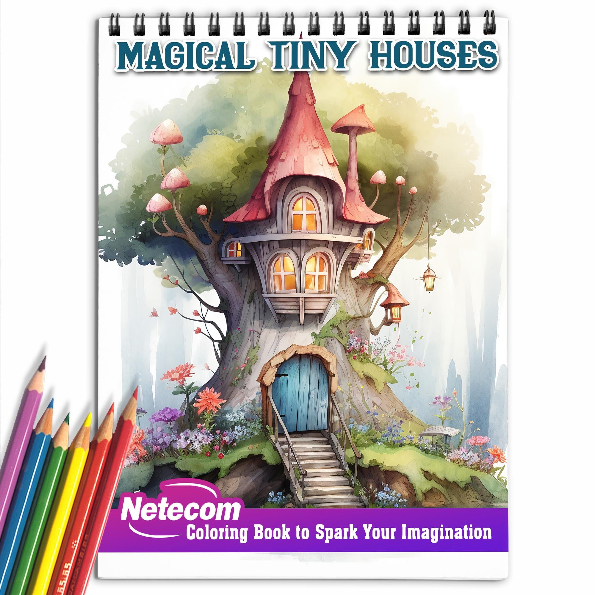 Magical Tiny Houses Spiral Bound Coloring Book, Tiny House Wonderland ...