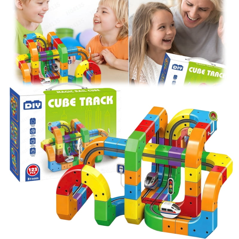 Magical Track Car Toys, Anti-Gravity Magnetic Train Track Set – 3D Cube Track, High-Torque ...