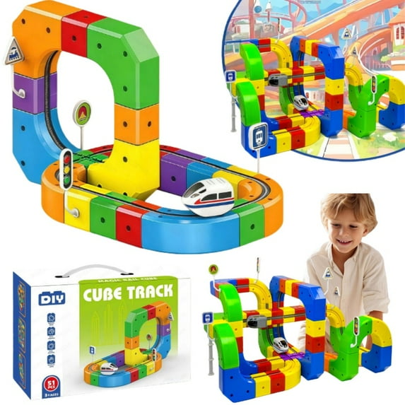 Magical Track Car Toys, Cube Track & High-Speed Motorized Race Car Set – 3D Anti-Gravity Design ...