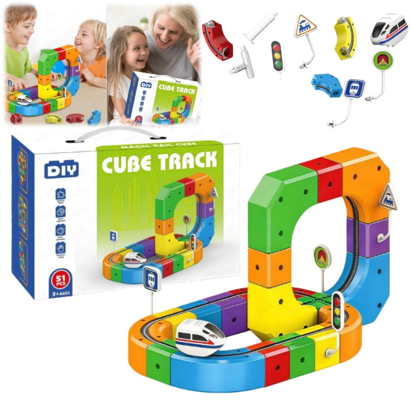 Magical Track Train, 3D Building Track Set – USB Rechargeable Motorized ...