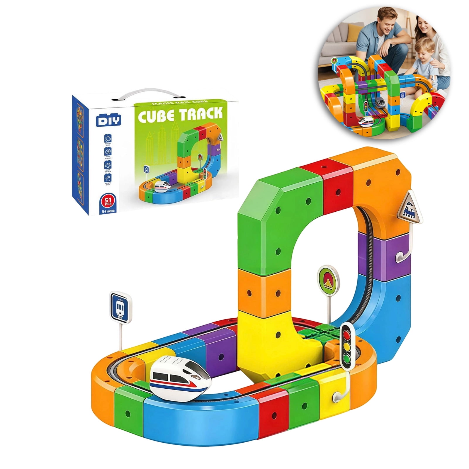Magical Track Train (81pcs) – 3D Building Cube Track USB Rechargeable ...