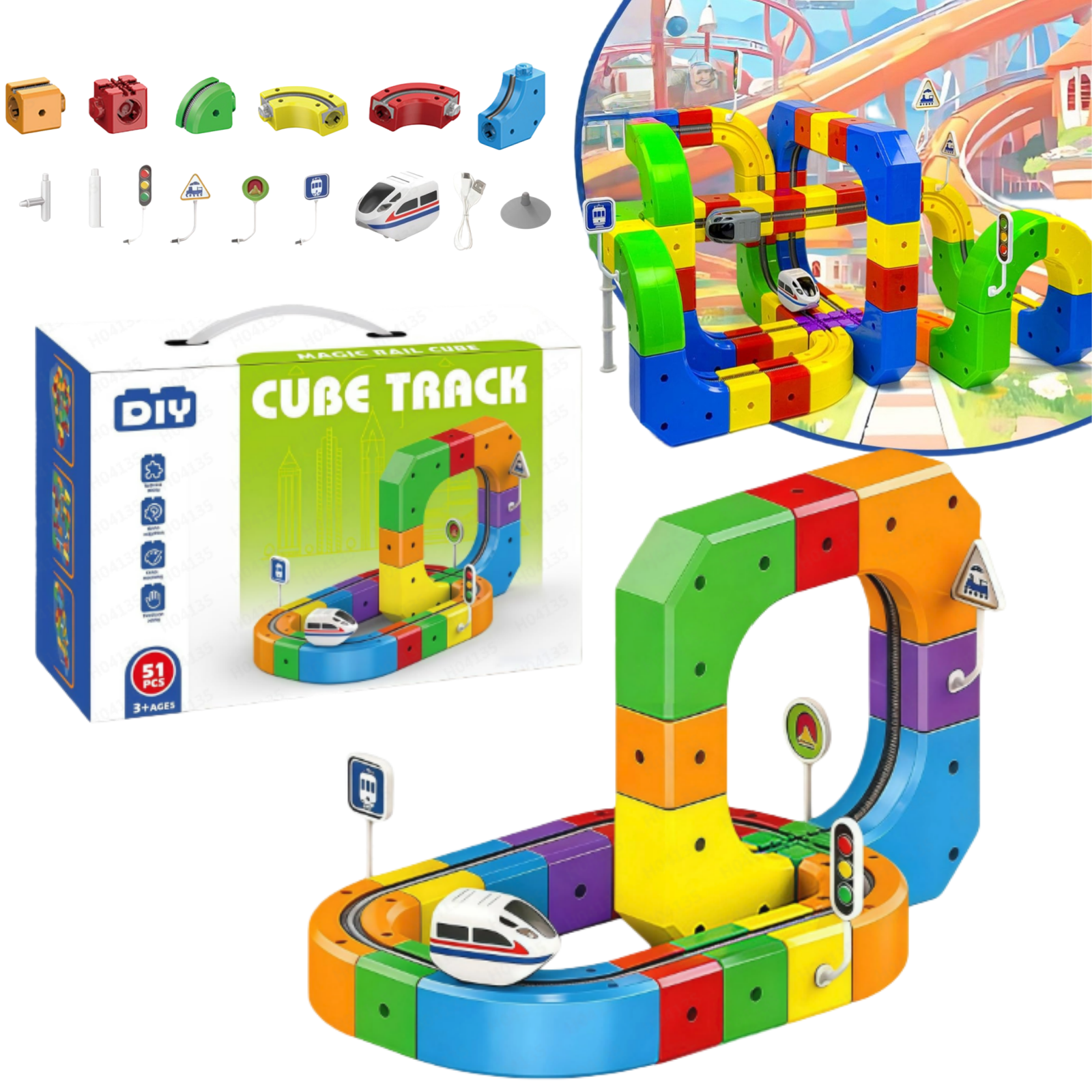 Magical Track Train, Flexible 3D Building Track Set – Bright Traffic ...