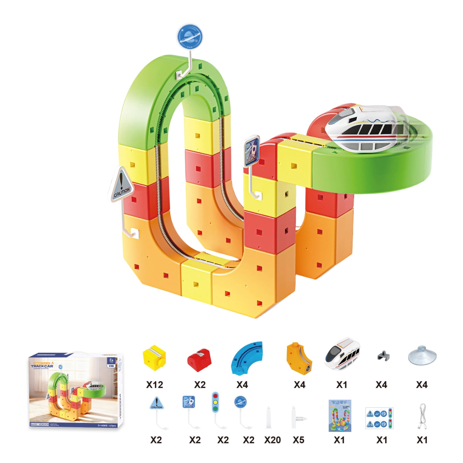 Magical Track Train USB Rechargeable Set – 3D Building Cube Track with Signs, 2026 New Klick ...